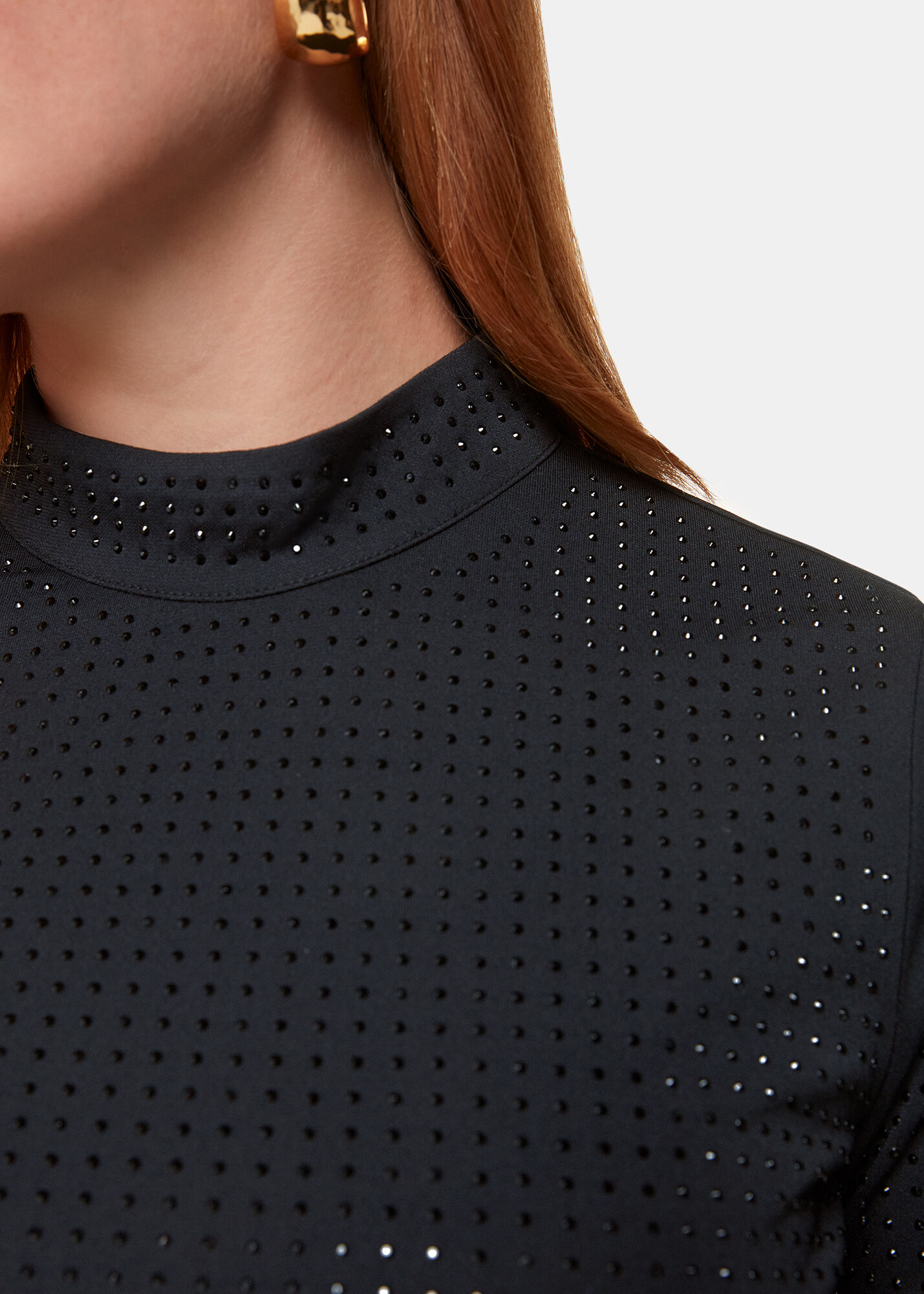 Black Hot Fix Jersey Midi Dress | WHISTLES | Whistles UK