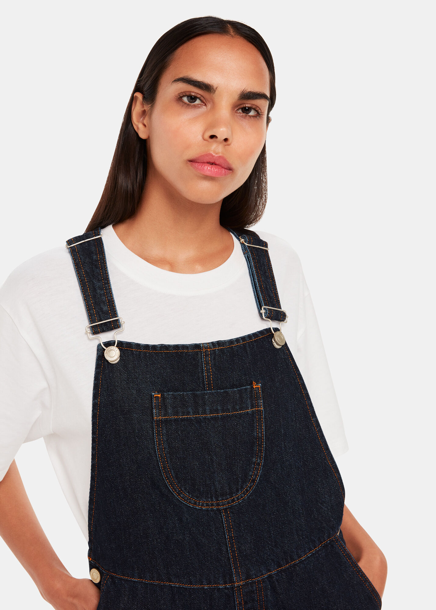 Dark Denim Wide Leg Dungarees | Whistles UK | Whistles UK