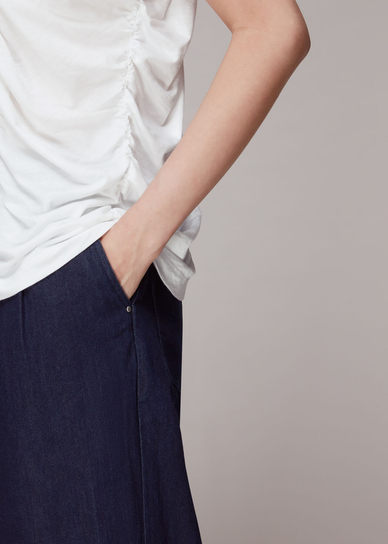 White Aspen Gathered Side Top | WHISTLES | Whistles UK