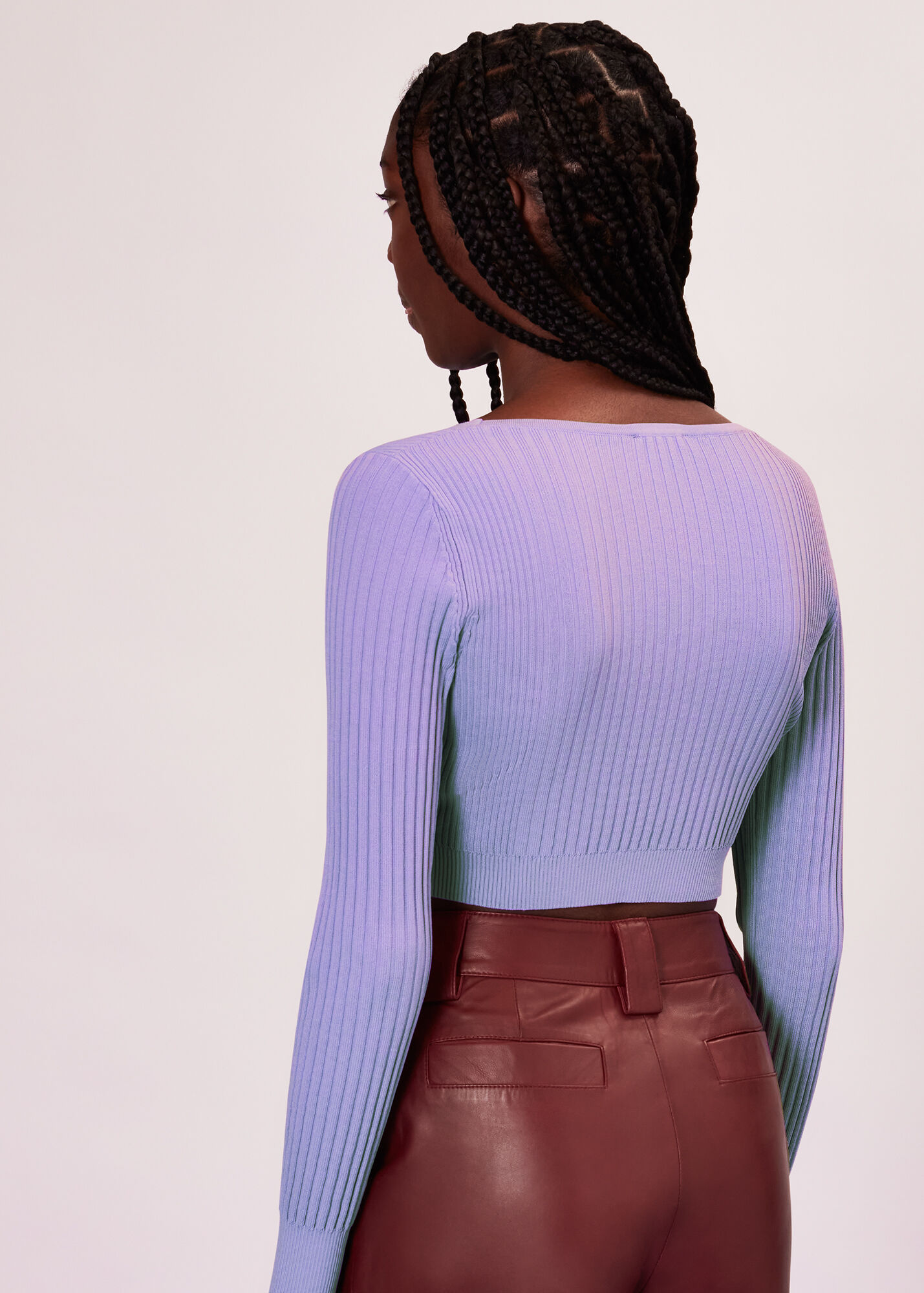 Lilac Square Neck Rib Knit | WHISTLES | Whistles UK