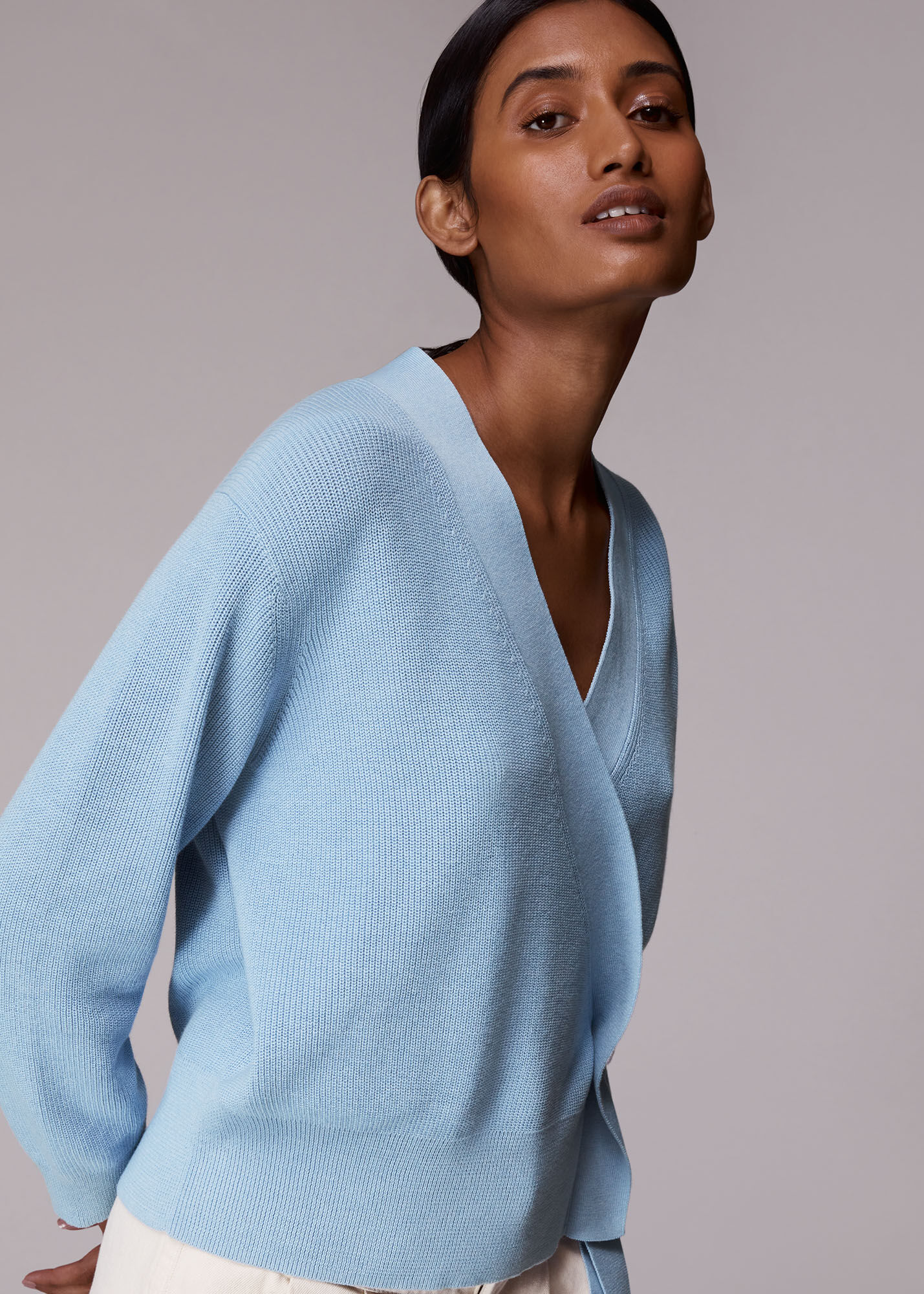 Pale Blue Wrap Ballet Cardigan | WHISTLES | Whistles UK