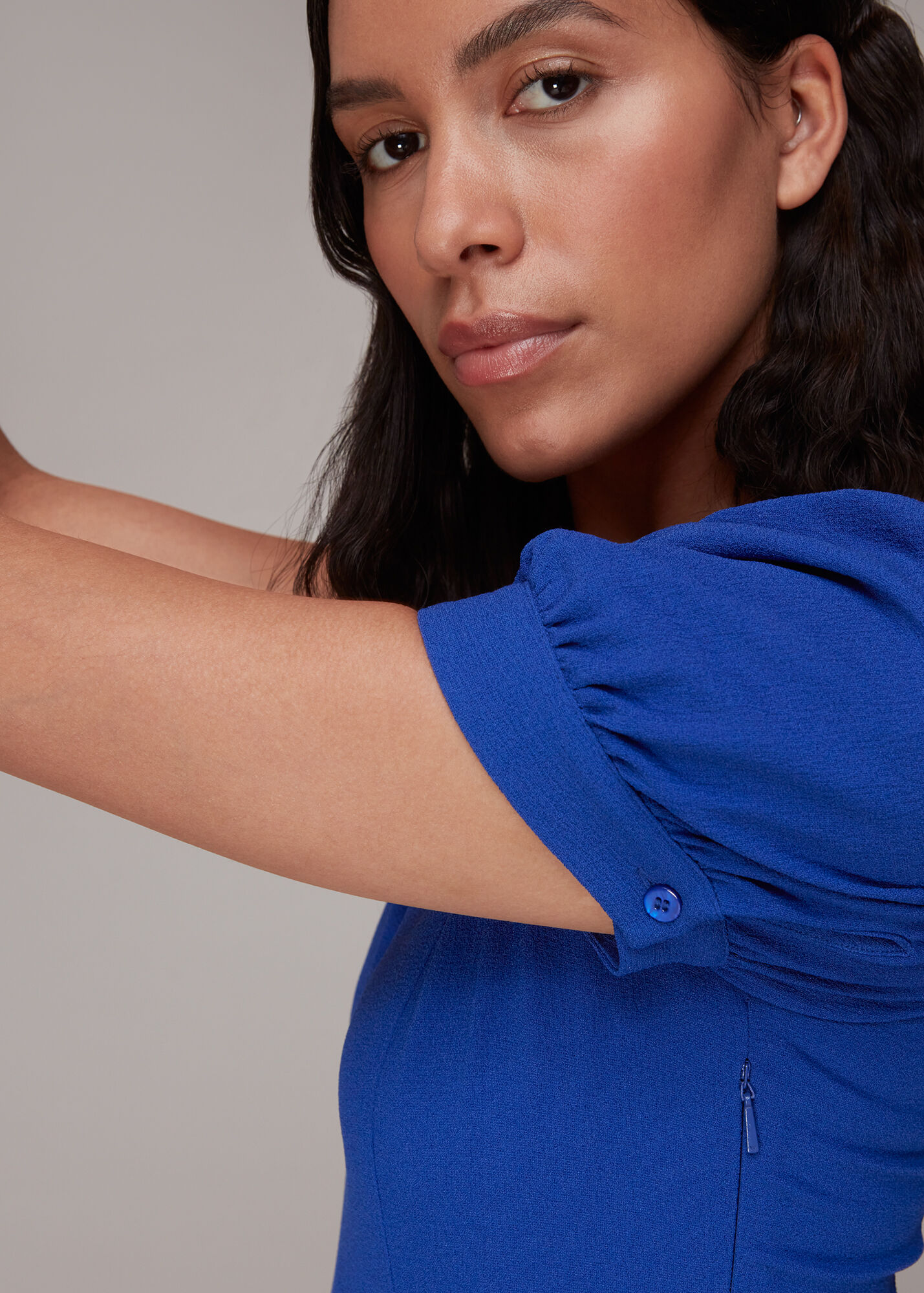 Blue Amber Textured Midi Dress | WHISTLES | Whistles UK