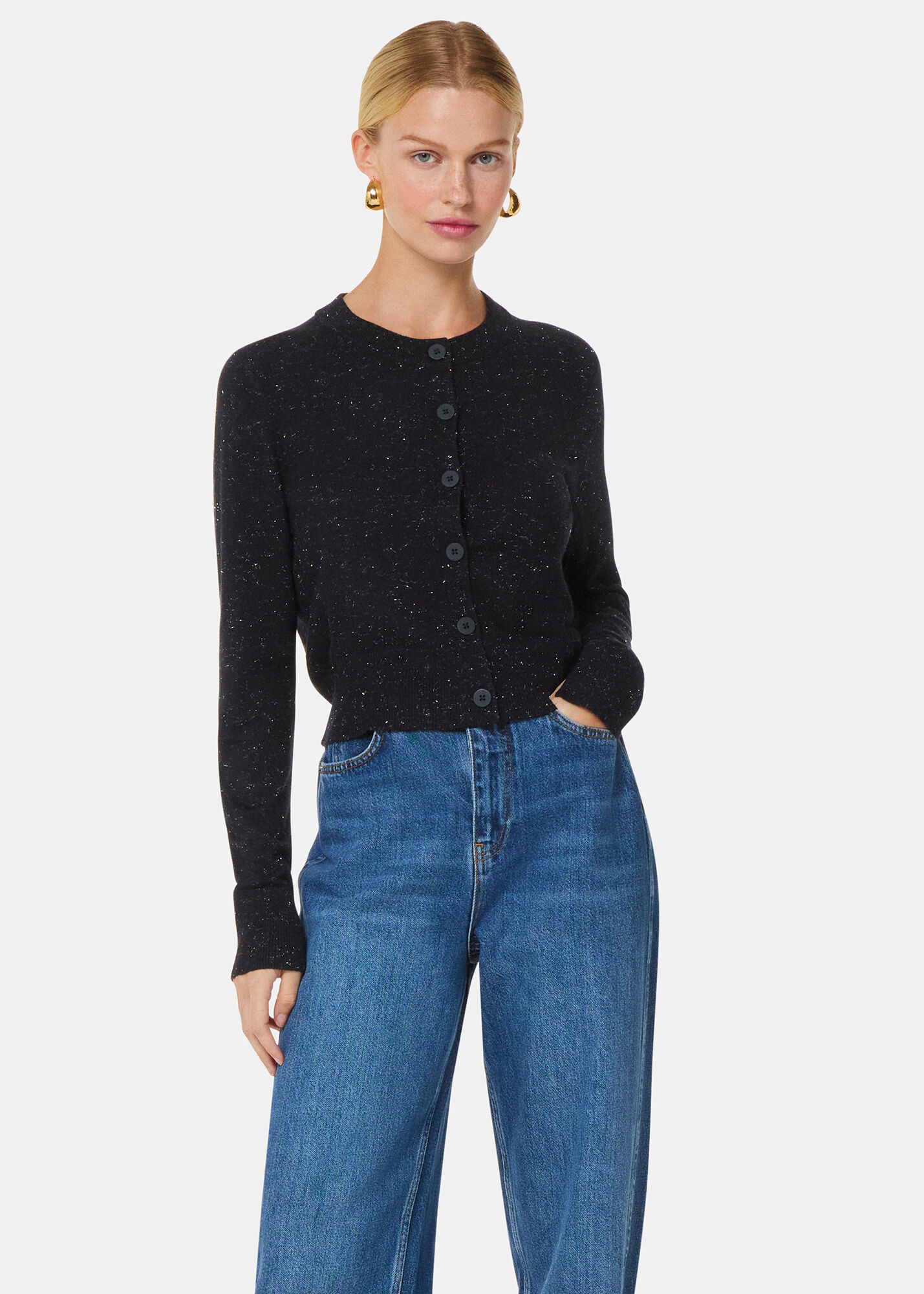 Black Annie Sparkle Cardigan | WHISTLES | Whistles UK