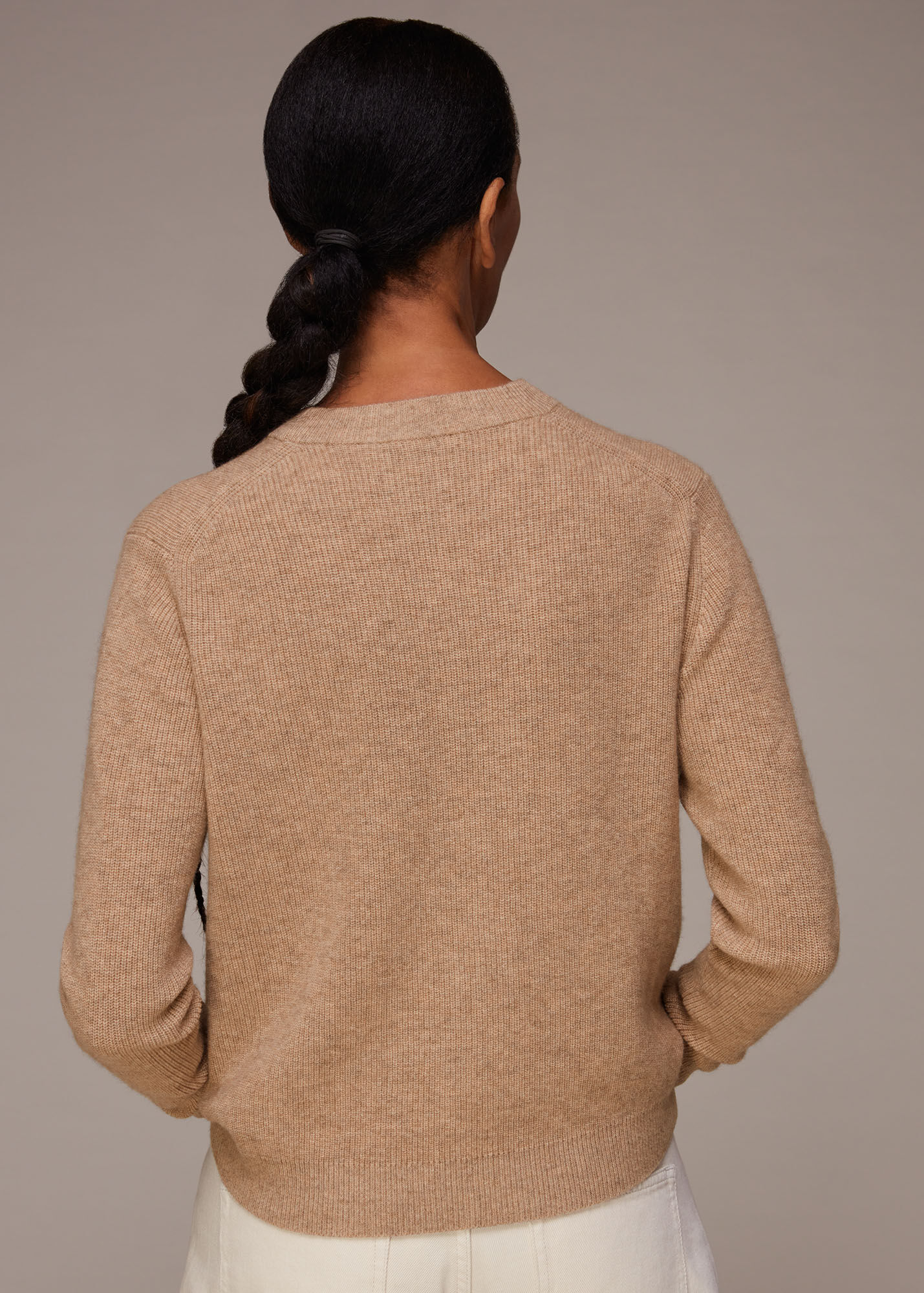 Oatmeal Twist Front Wool Cashmere Knit | WHISTLES