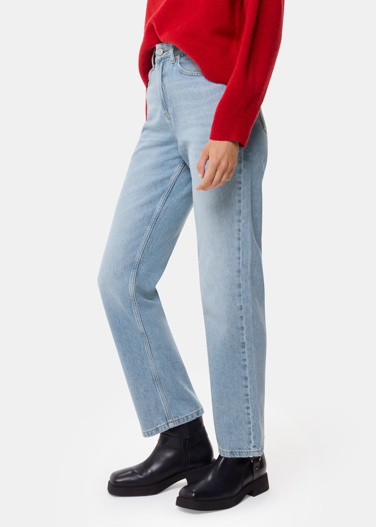 Light Wash Authentic Column Leg Jean | WHISTLES | Whistles ROW