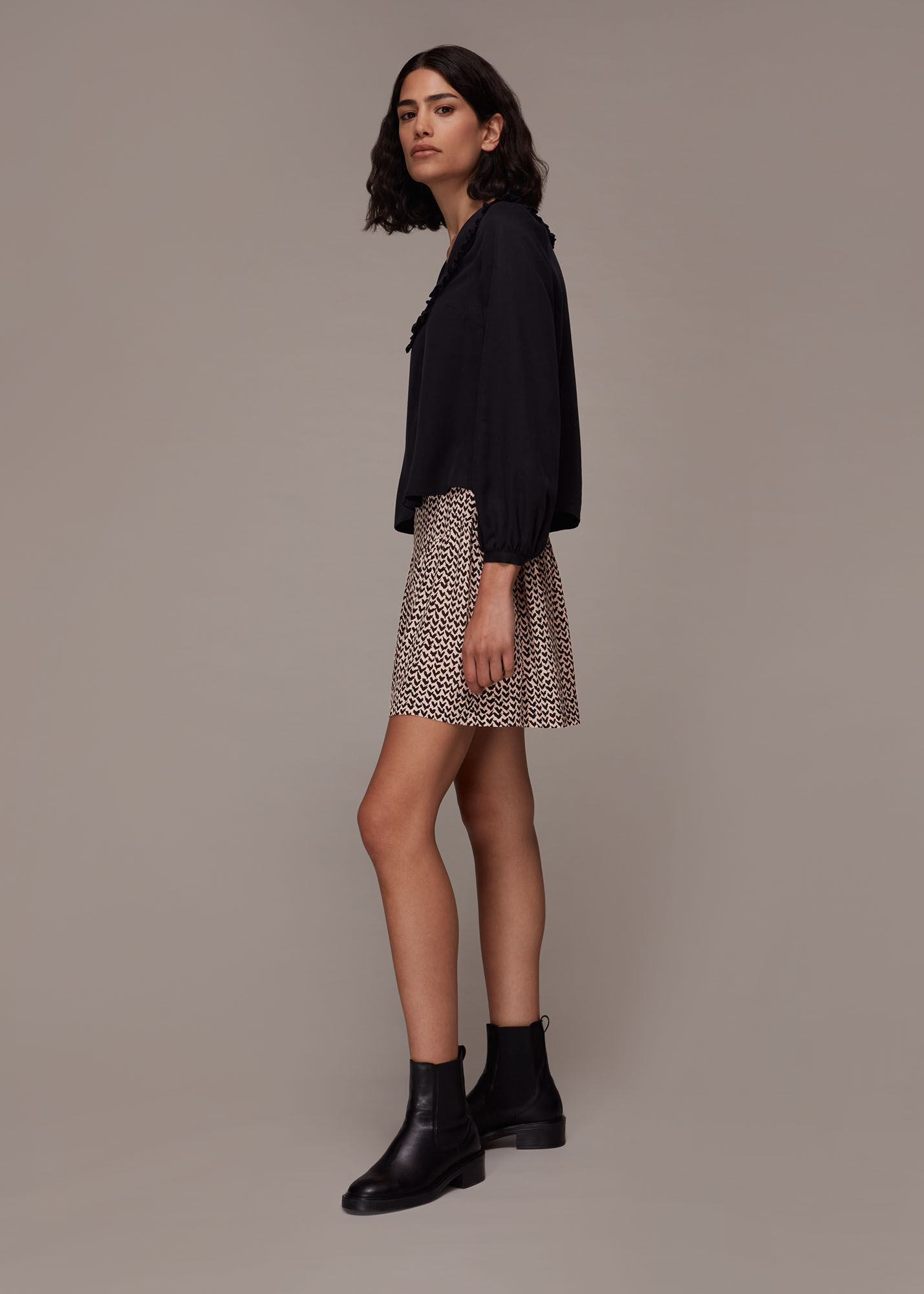 Multicolour Abstract Heart Flippy Skirt | WHISTLES