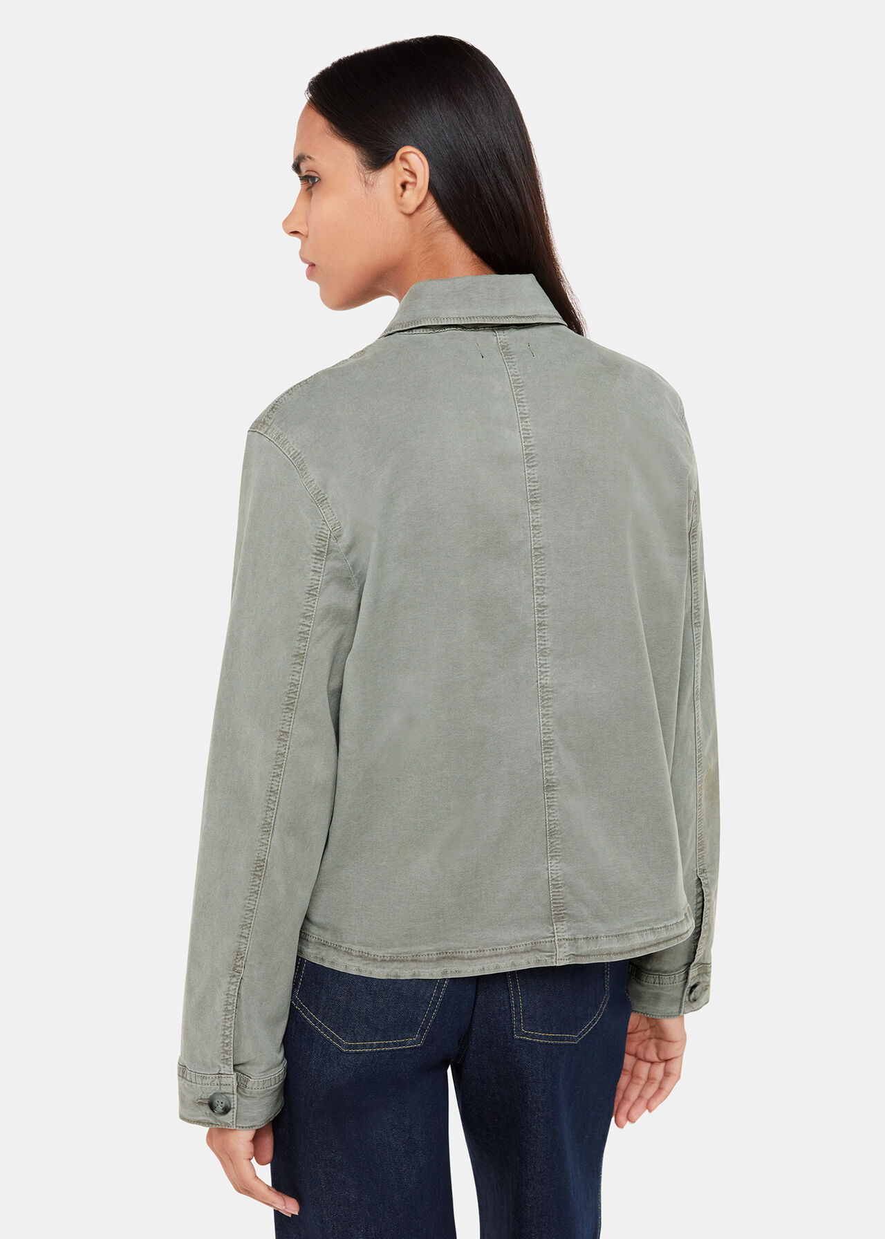 Casual Jacket in Khaki with Front Pockets | Whistles