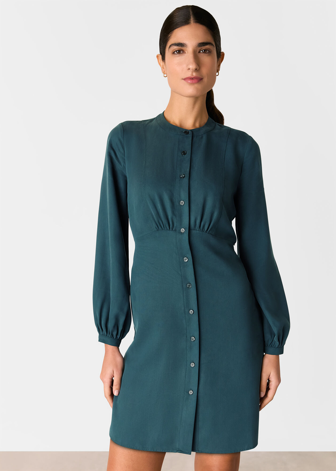 Teal Button Front Flippy Mini Dress | WHISTLES | Whistles AU