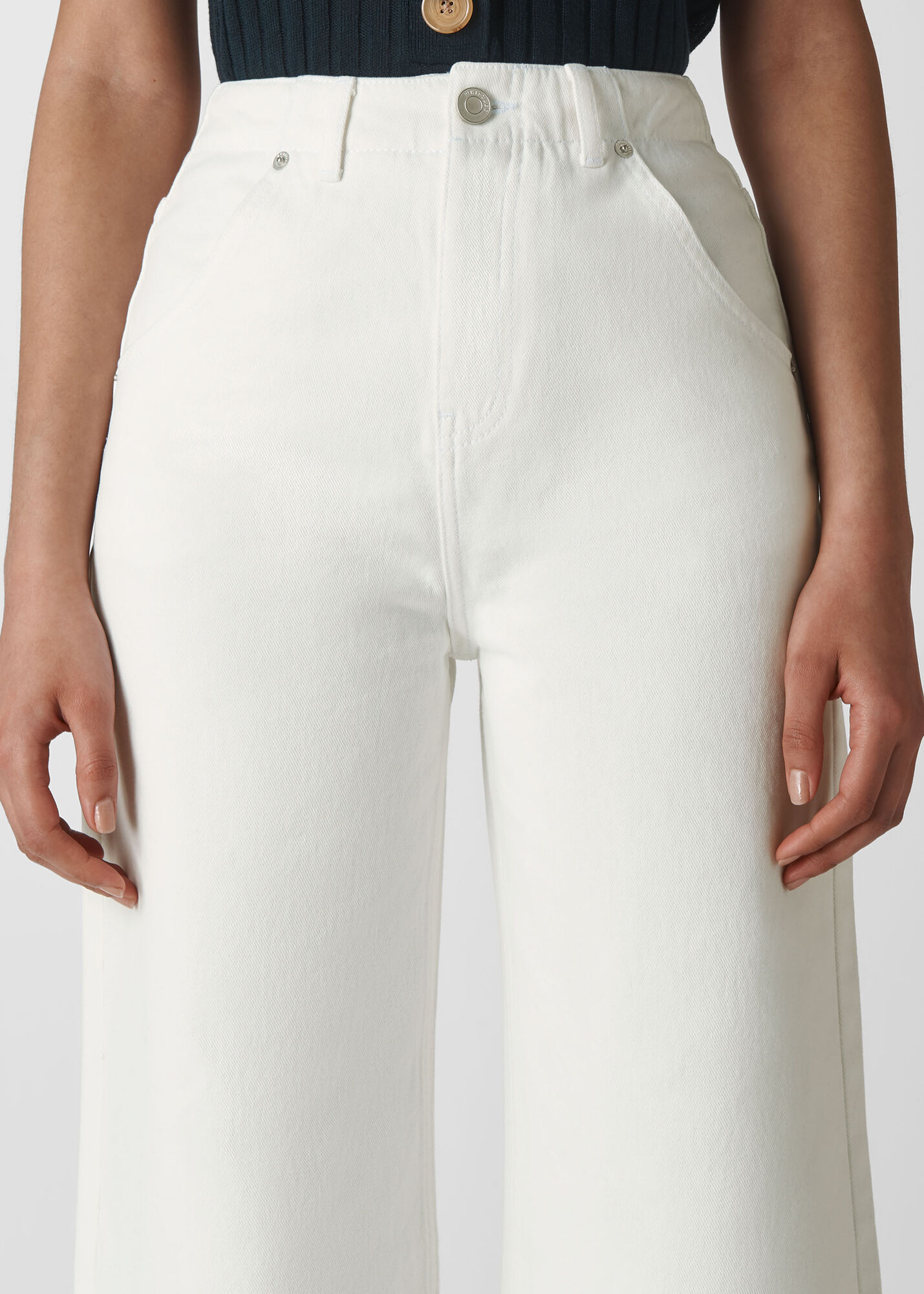 White Gabi High Waist Wide Leg Jean | WHISTLES | Whistles UK