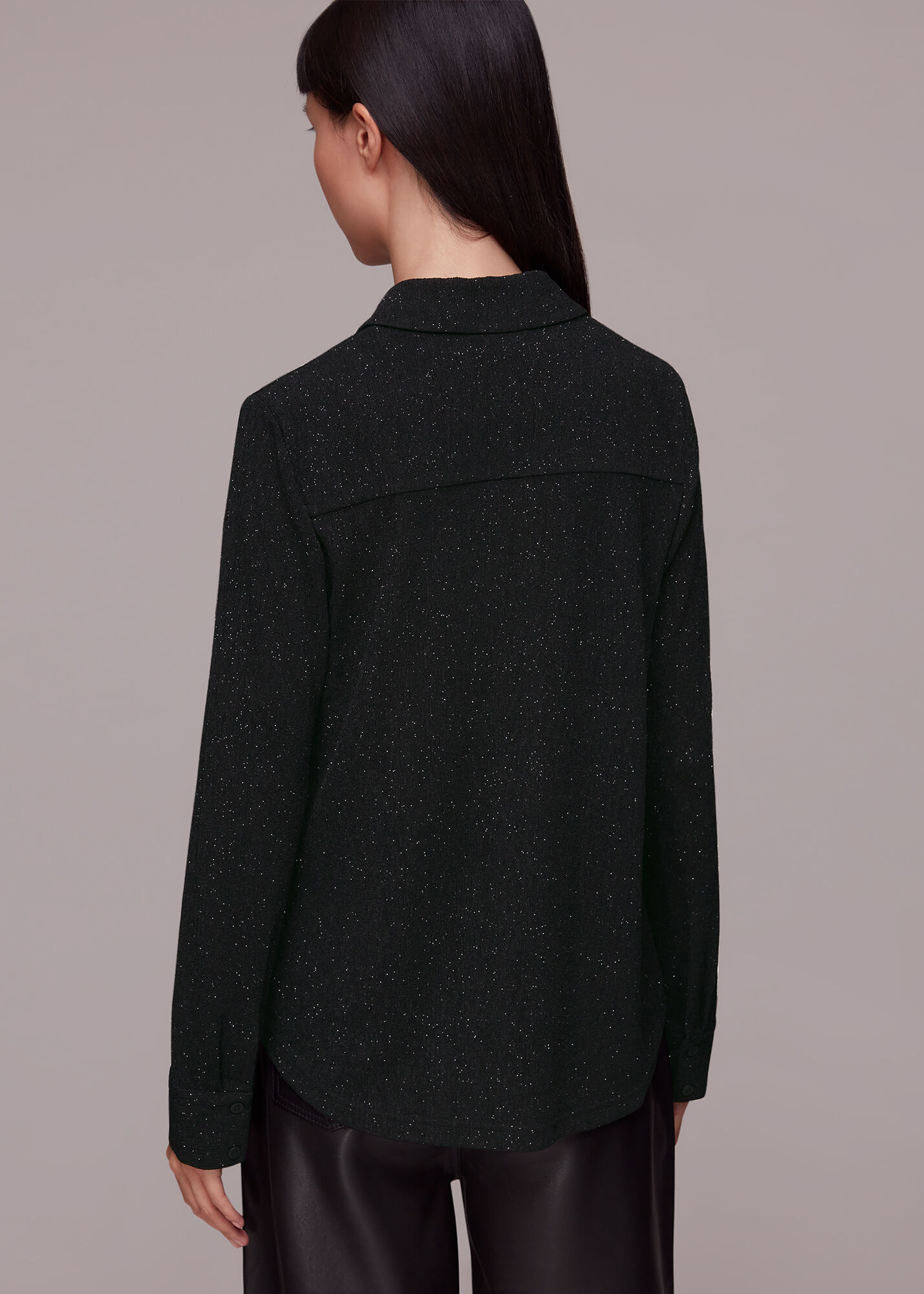 Black Grace Sparkle Shirt | WHISTLES | Whistles UK