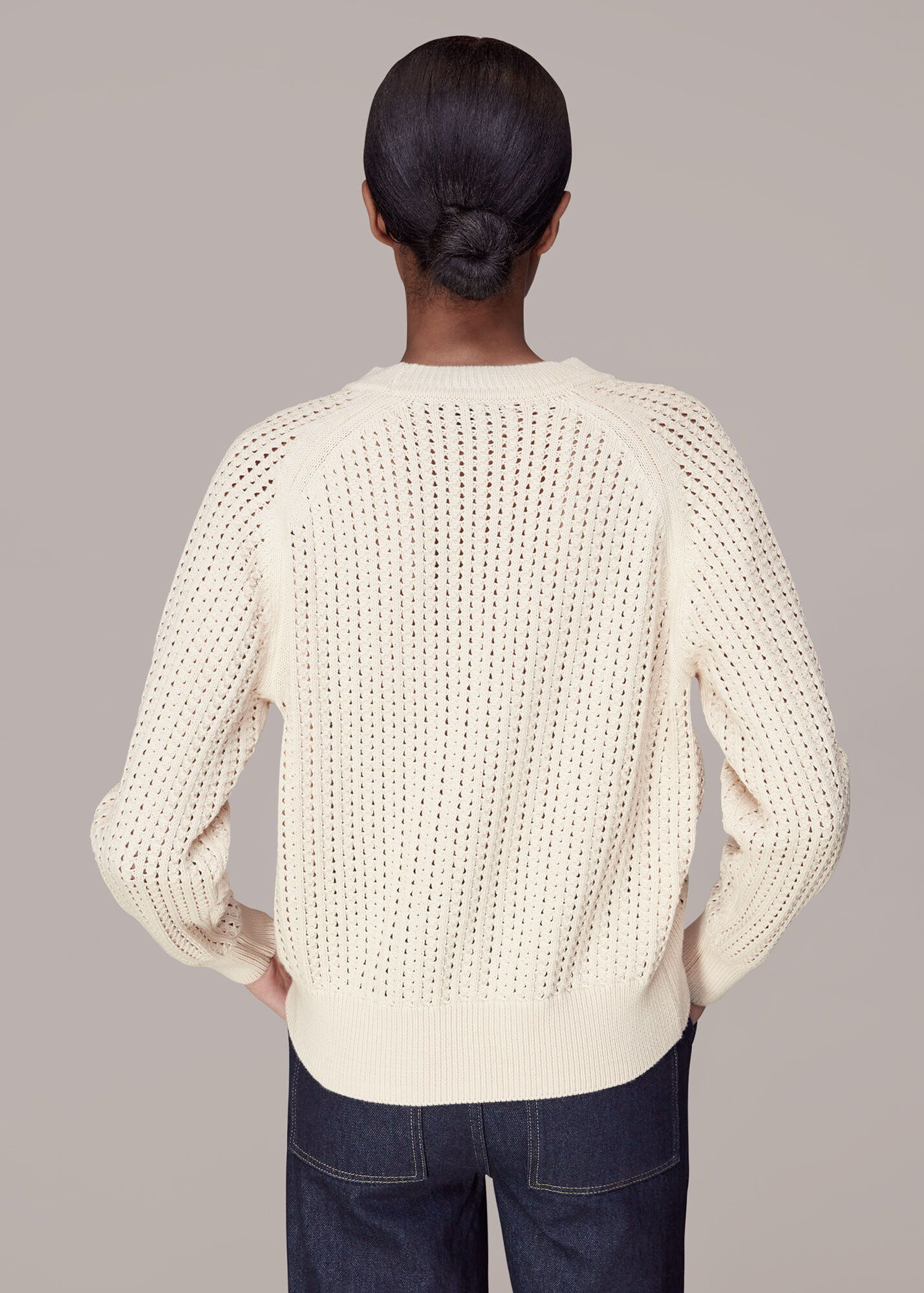 Neutral Pointelle Sweater | WHISTLES