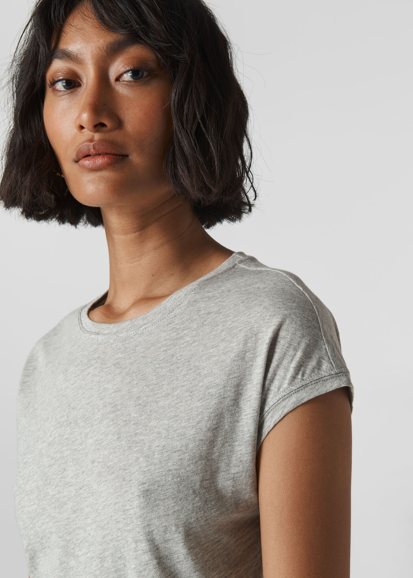 Grey Minimal Cap Sleeve Tee | WHISTLES | Whistles UK