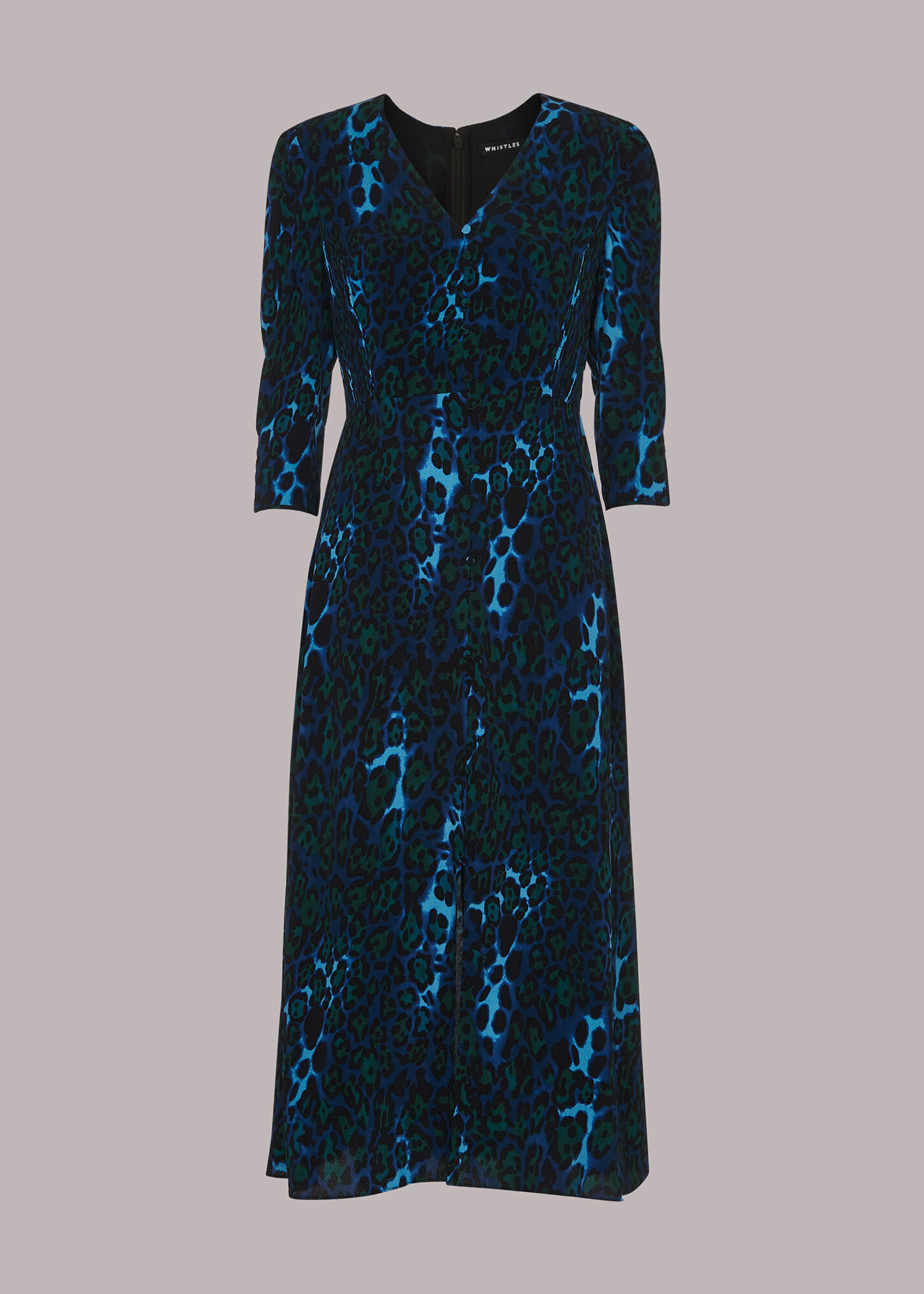 Blue/Multi Night Cat Print Midi Dress | WHISTLES | Whistles UK