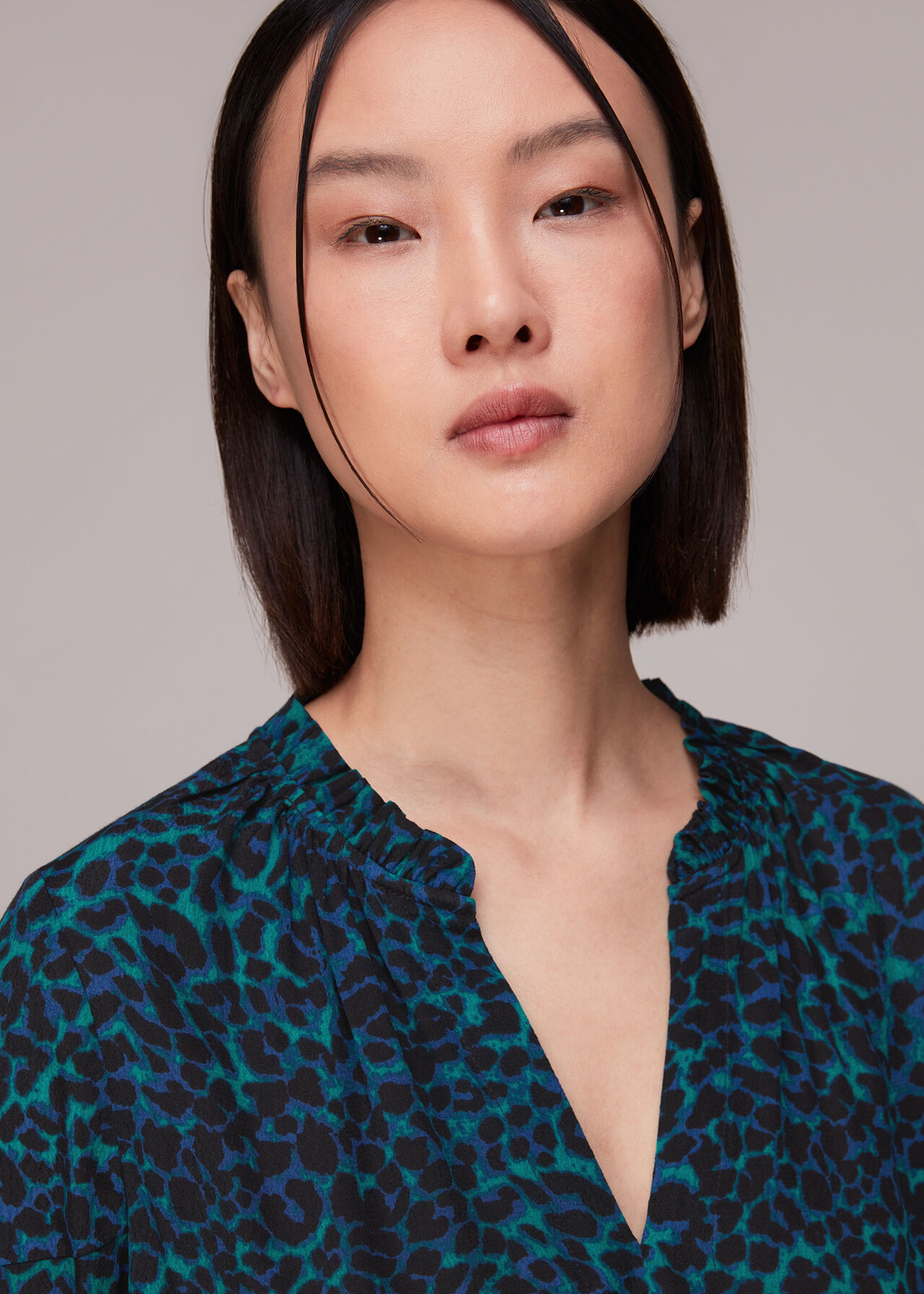 Tealmulti Forest Leopard Blouse Whistles Whistles Us