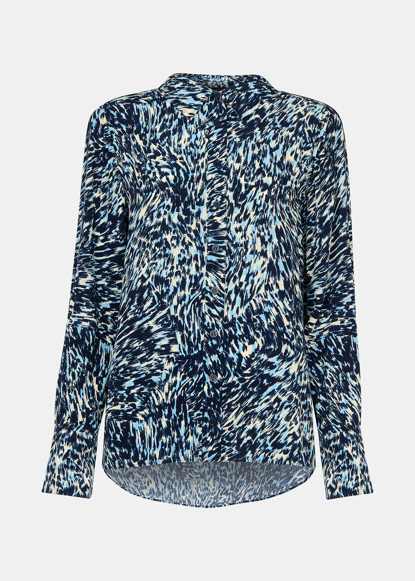 Blue/Multi Leopard Swirl Print Shirt | WHISTLES | Whistles UK