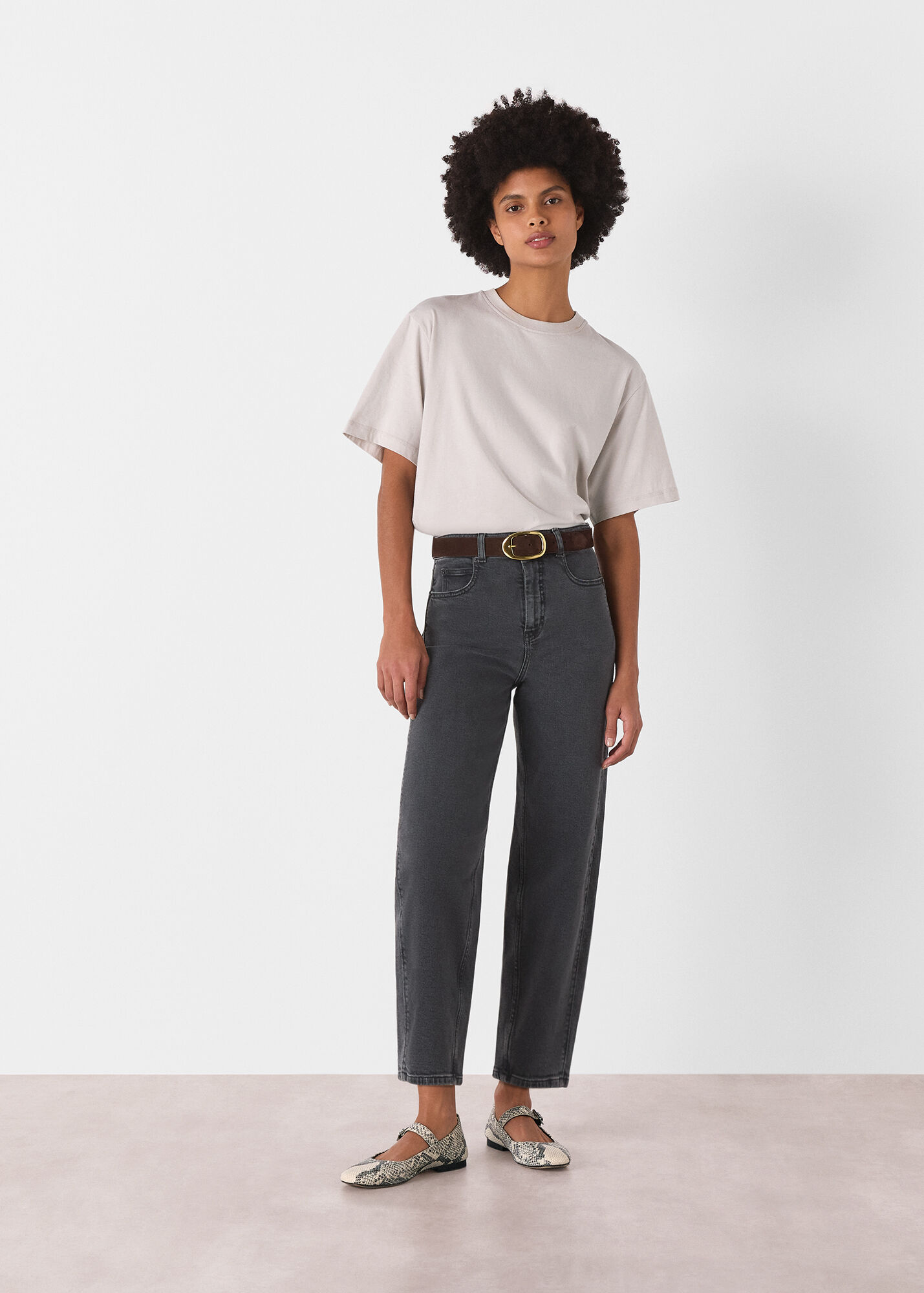 Grey Stretch Barrel Leg Jean | WHISTLES | Whistles UK