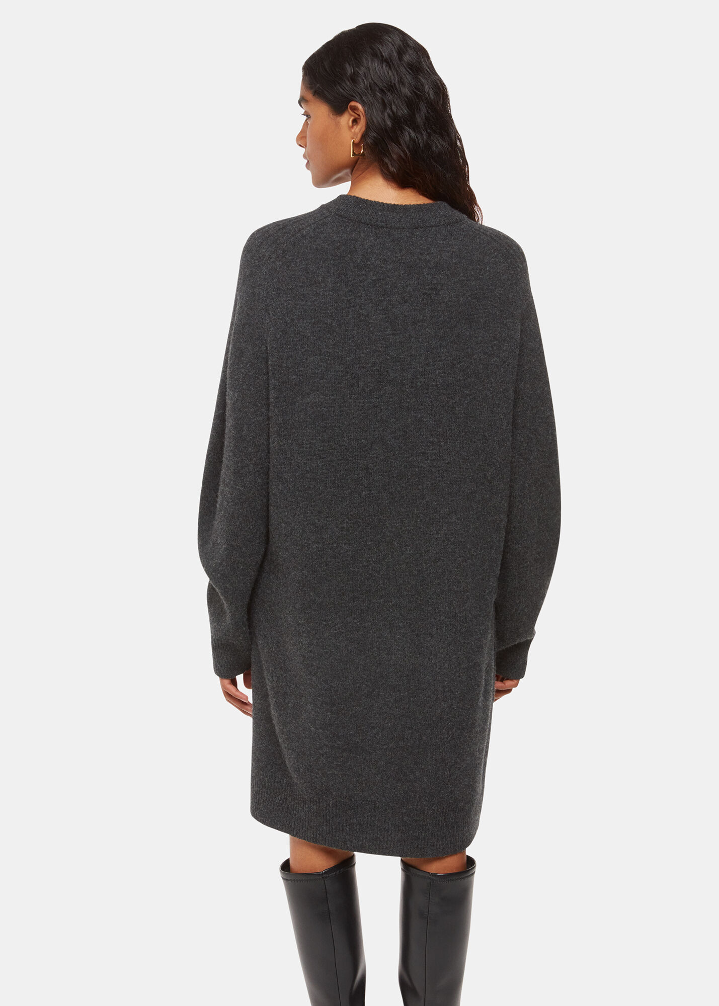 Grey Ava Round Neck Knitted Dress | WHISTLES | Whistles AU