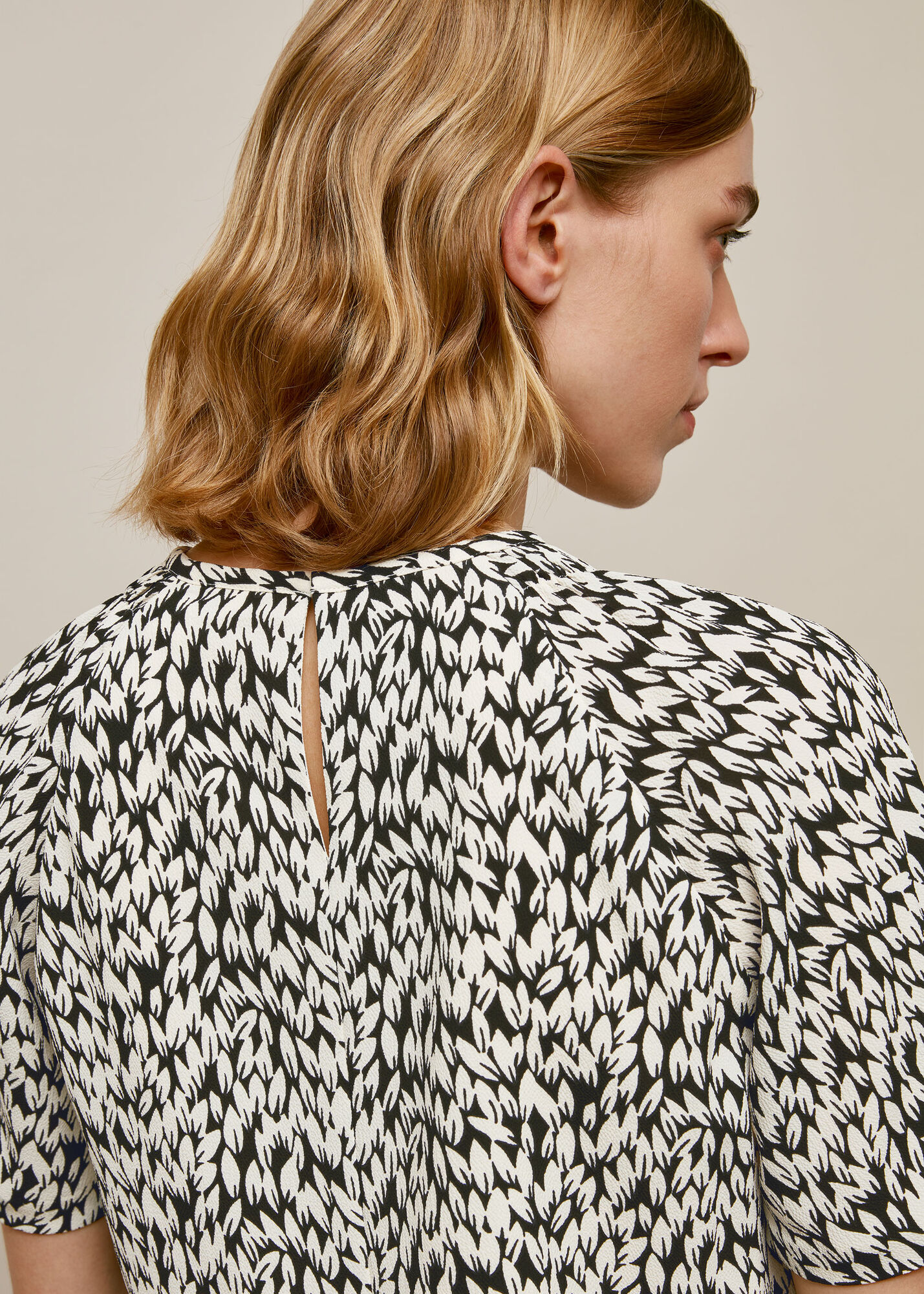 Black/White Petal Print Shell Top | WHISTLES | Whistles UK