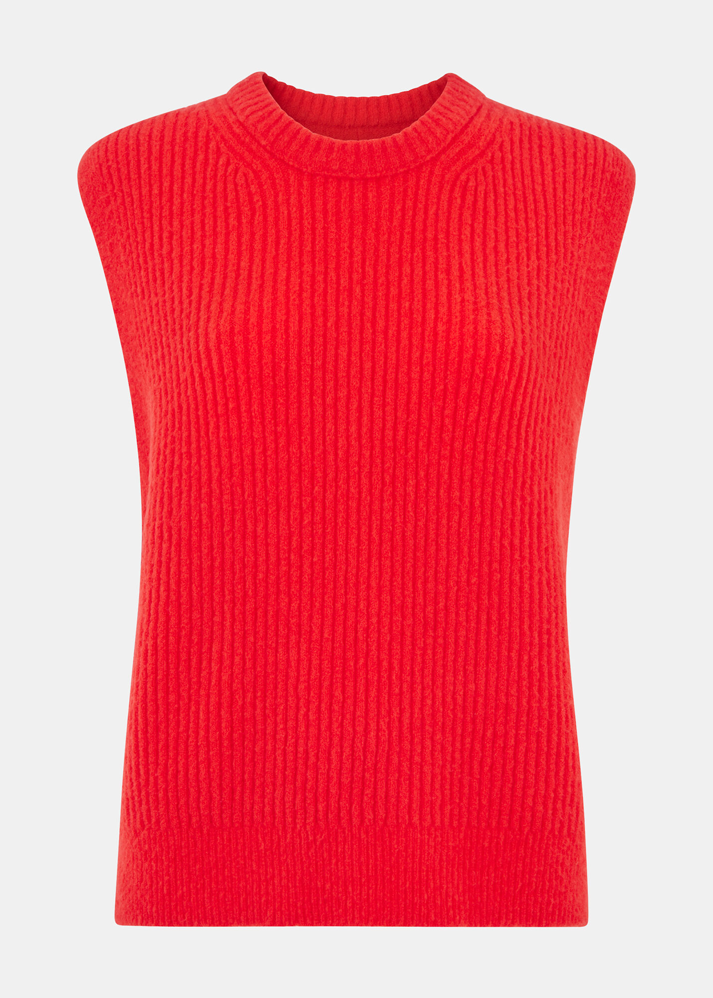 Womens Red Textured Rib Sweater Vest Whistles Us