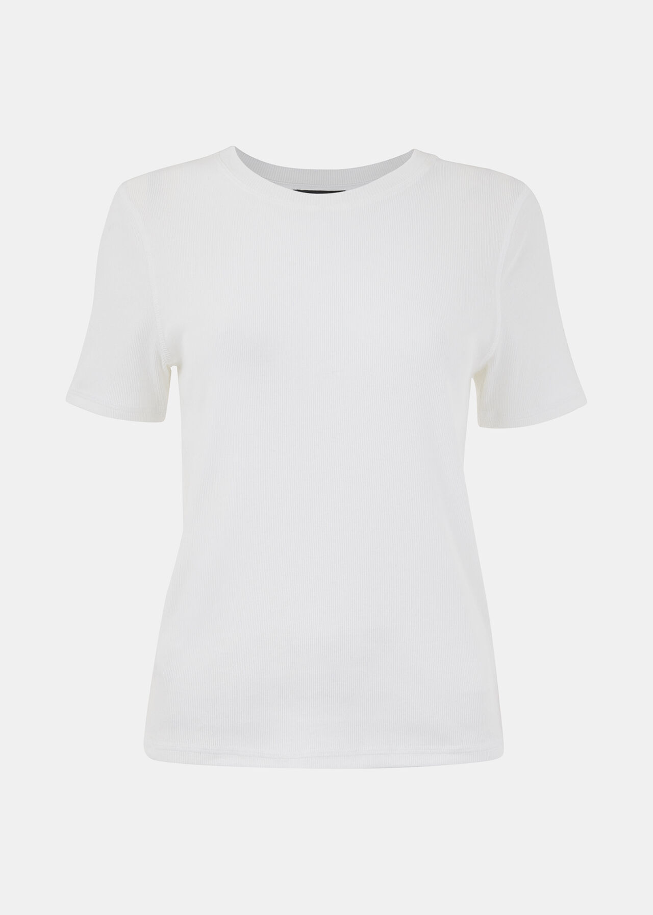 White Ultimate Rib Crew Neck T-Shirt | WHISTLES | Whistles UK
