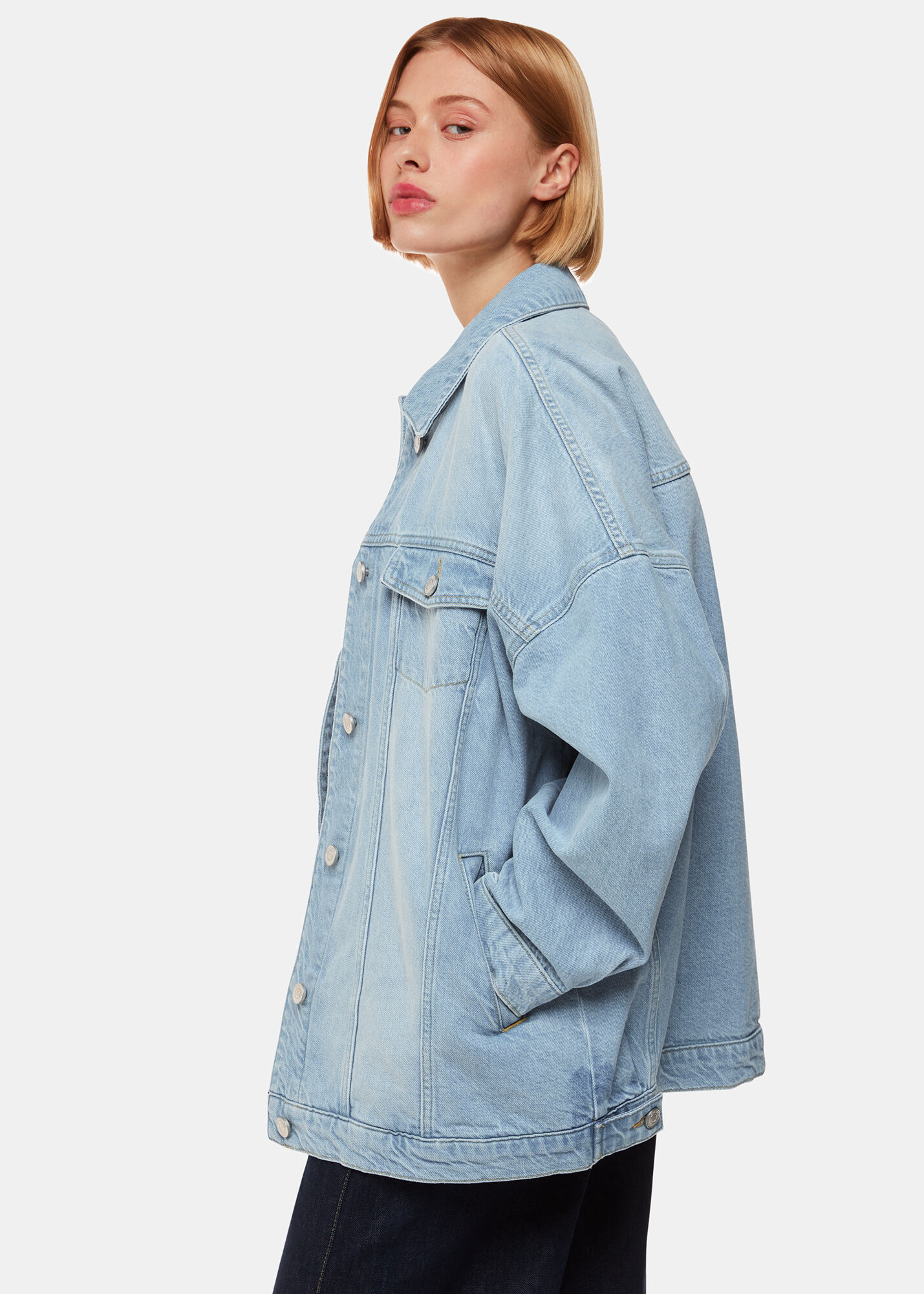 Pale Denim Tilly Oversized Denim Jacket | WHISTLES | Whistles UK