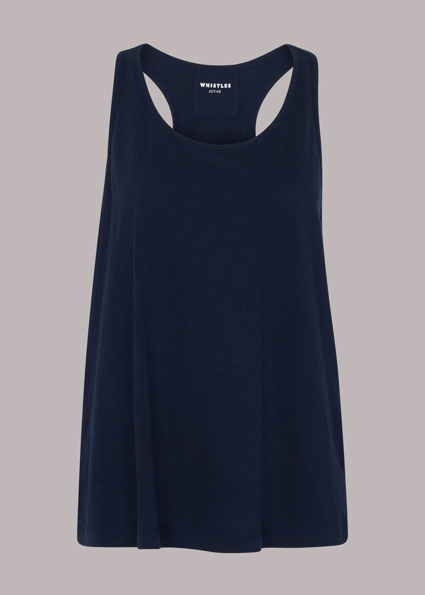 Navy Curved Hem Active Vest | WHISTLES | Whistles UK