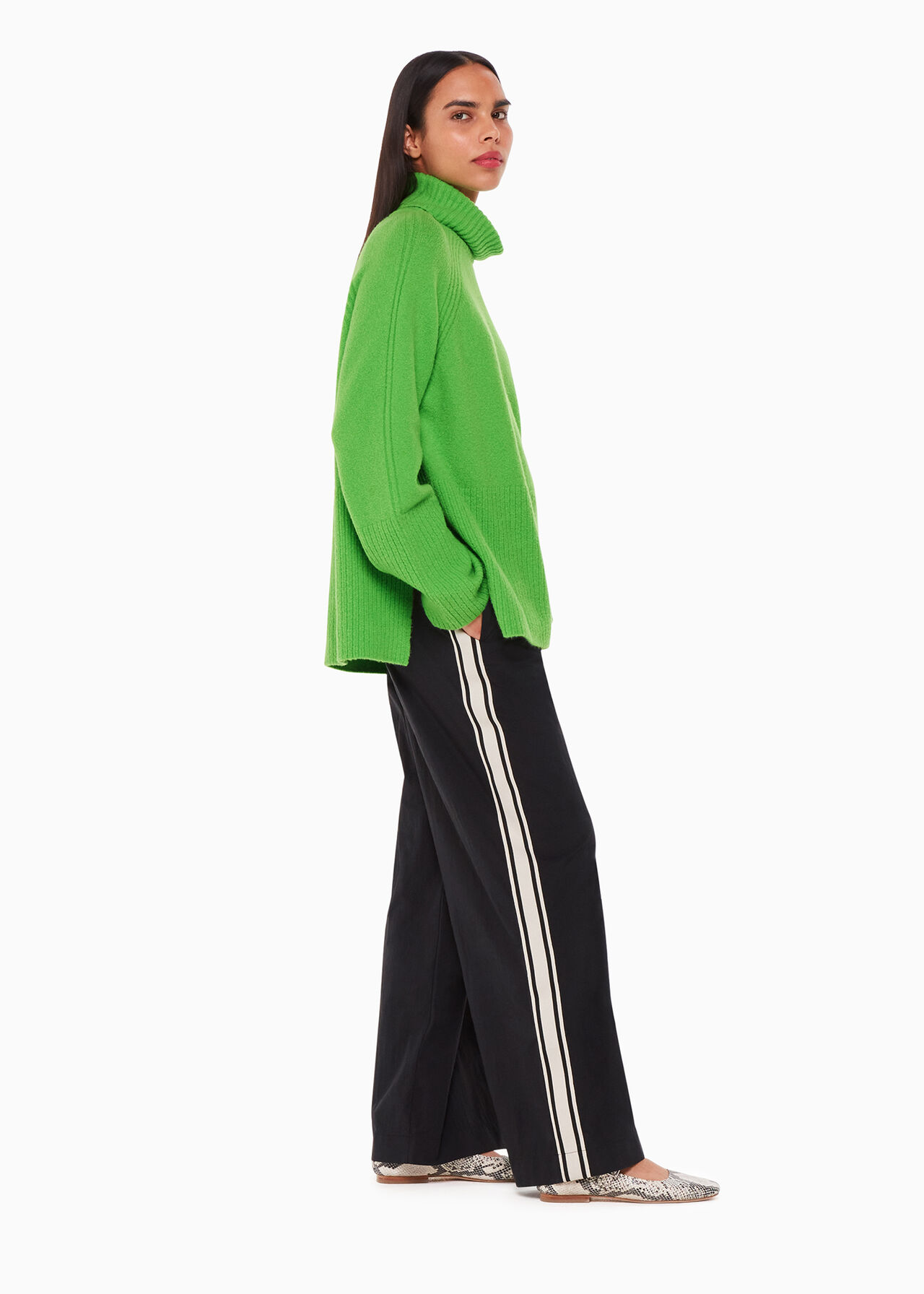 Black Ezra Side Stripe Trouser | WHISTLES