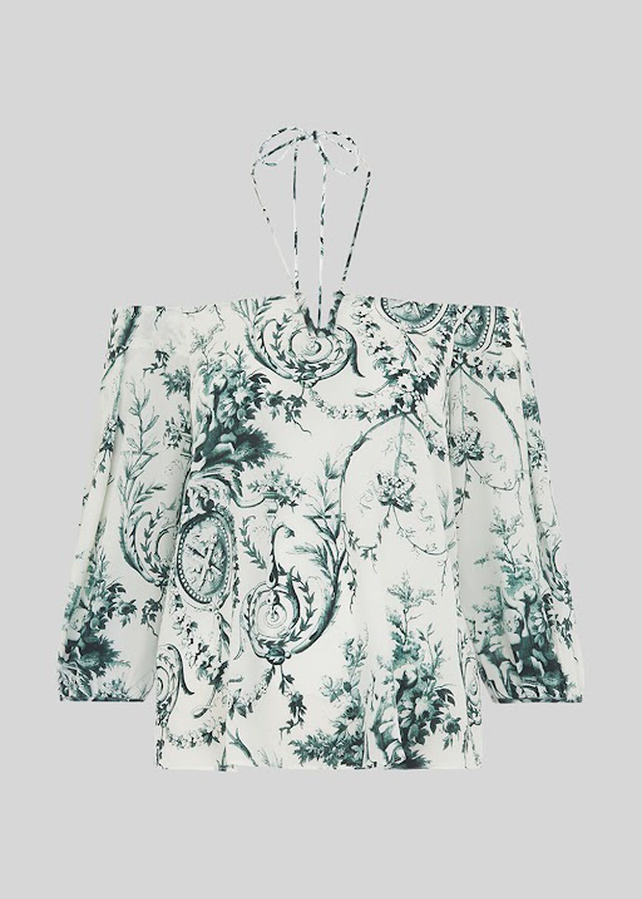 Effie Cold Shoulder Silk Top, Green/Multi | WHISTLES | Whistles US