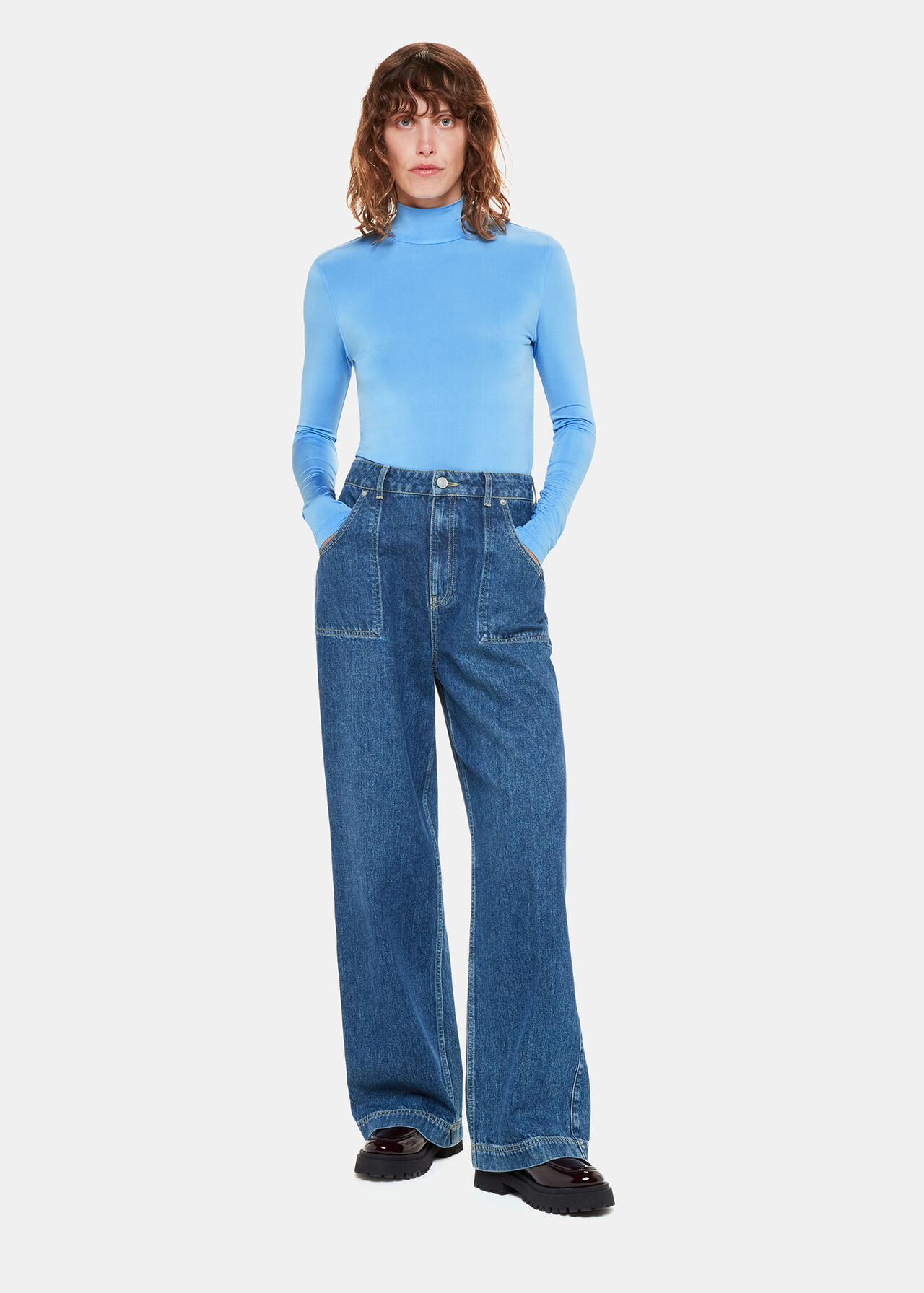 Pale Blue Slinky High Neck Top Whistles