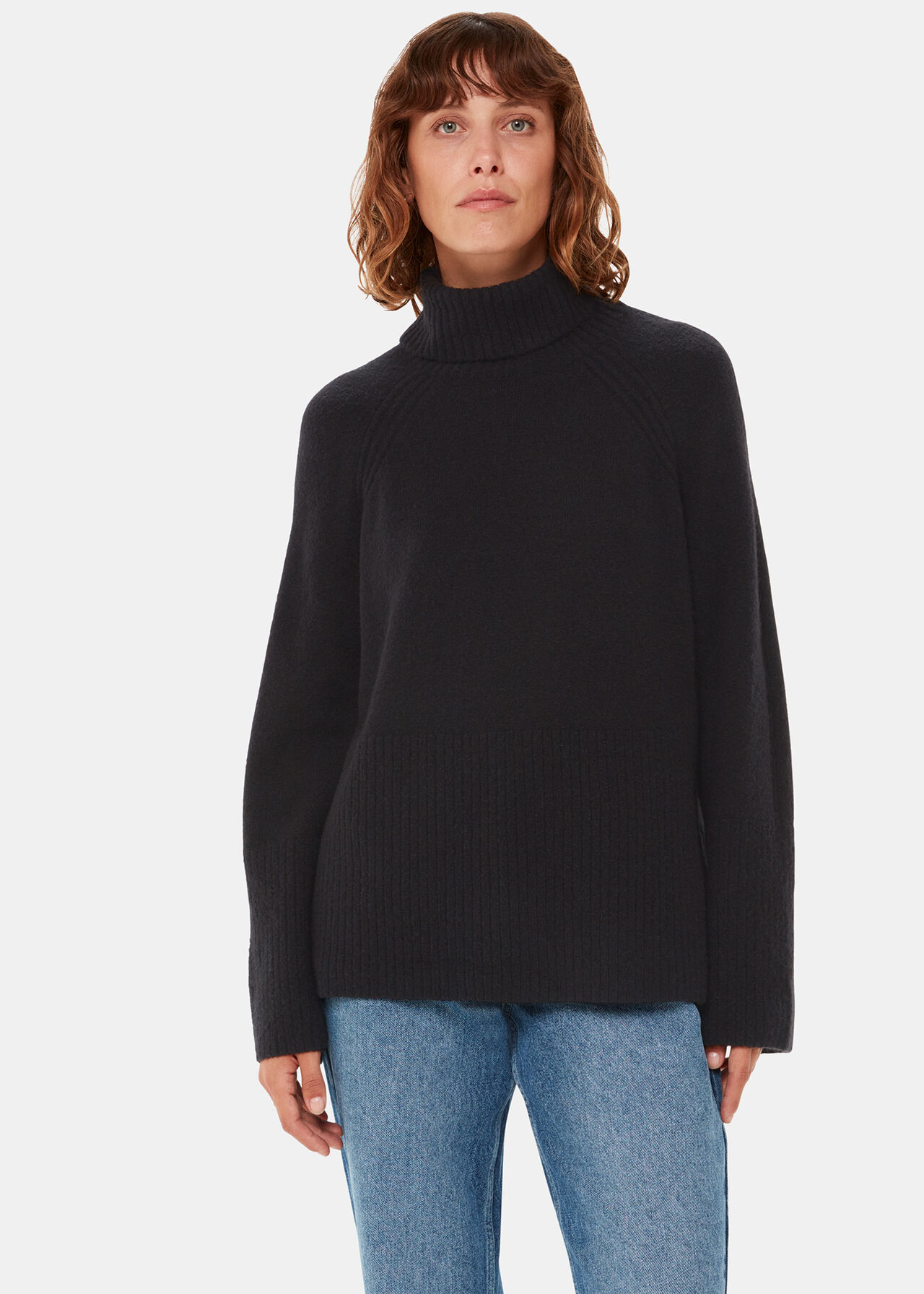 Shop The Black Ribbed Roll Neck Jumper At Whistles