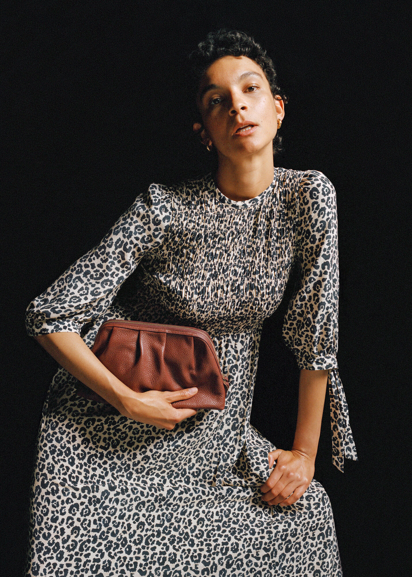 Leopard Print Cheetah Print Shirred Dress | WHISTLES | Whistles UK