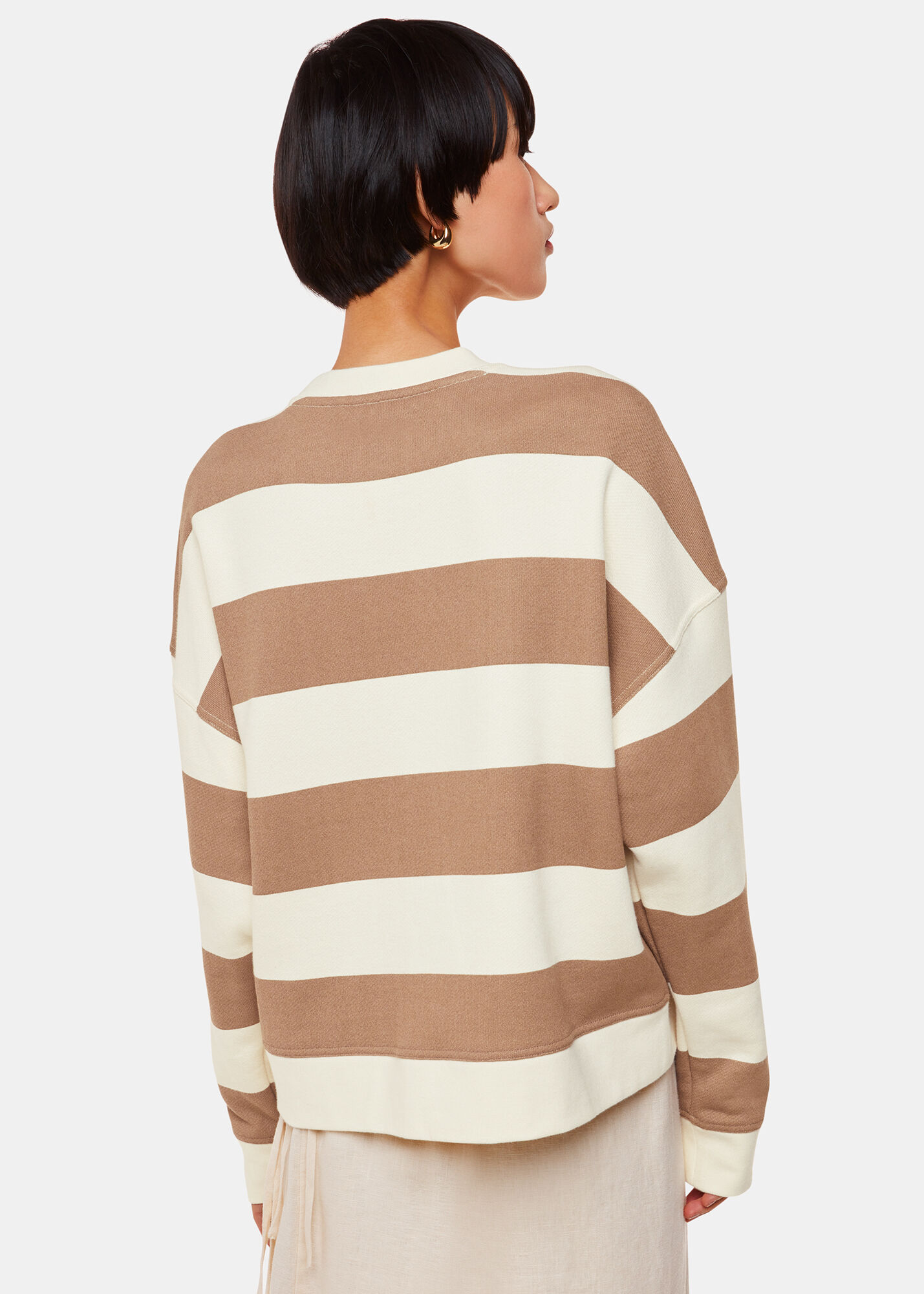 Ivory/Multi Wide Stripe Sweat | WHISTLES | Whistles UK