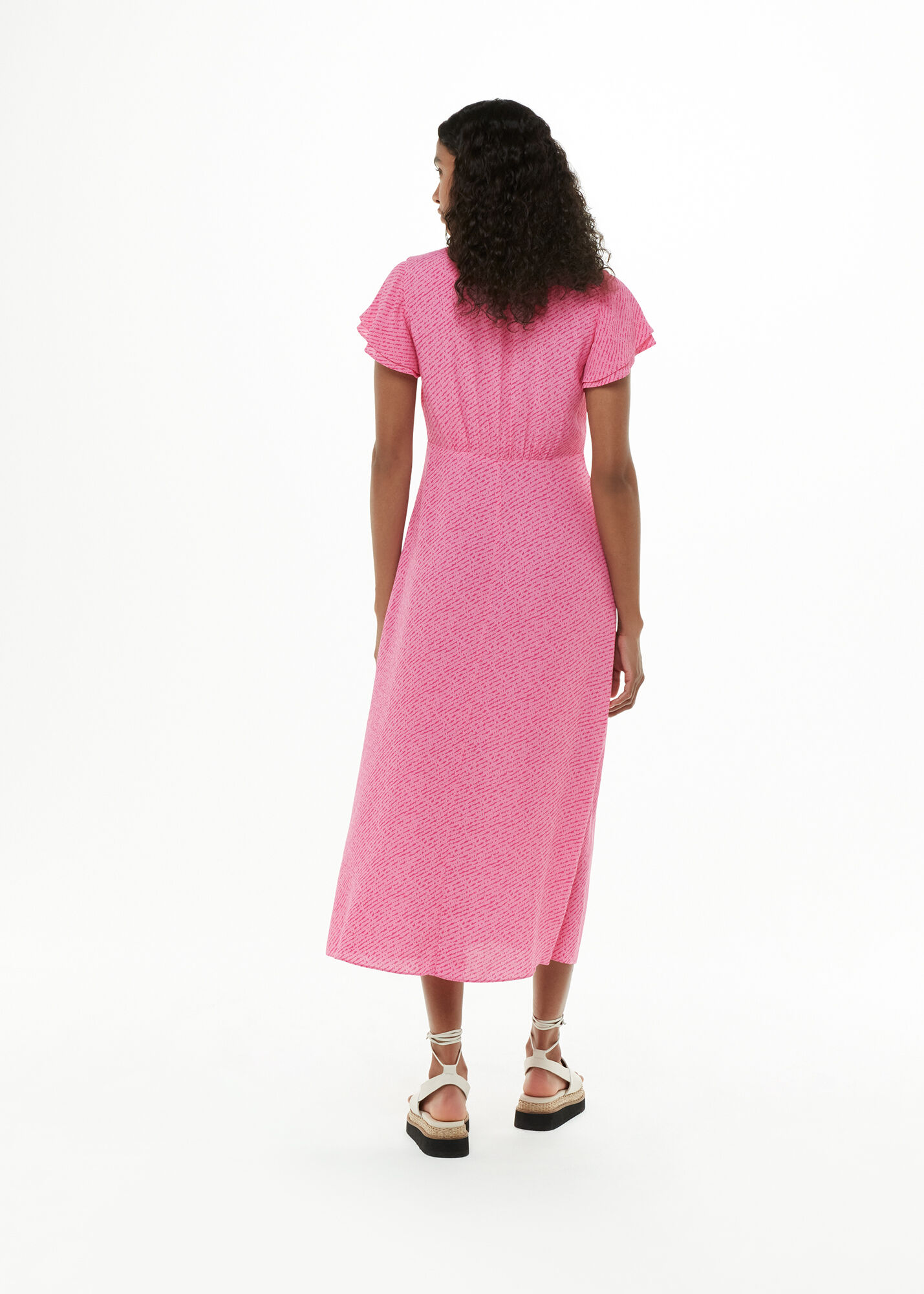 Pink/Multi Nina Diagonal Fleck Midi Dress | WHISTLES | Whistles UK