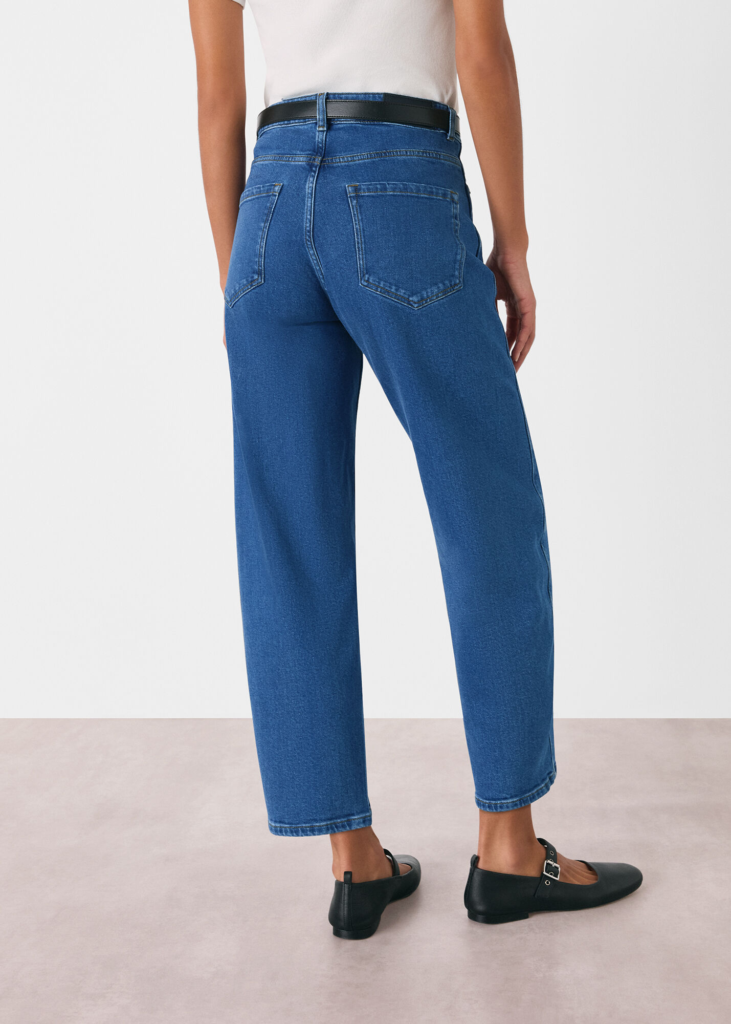 Blue Stretch High-Waisted Barrel-Leg Jeans | Whistles | Whistles UK