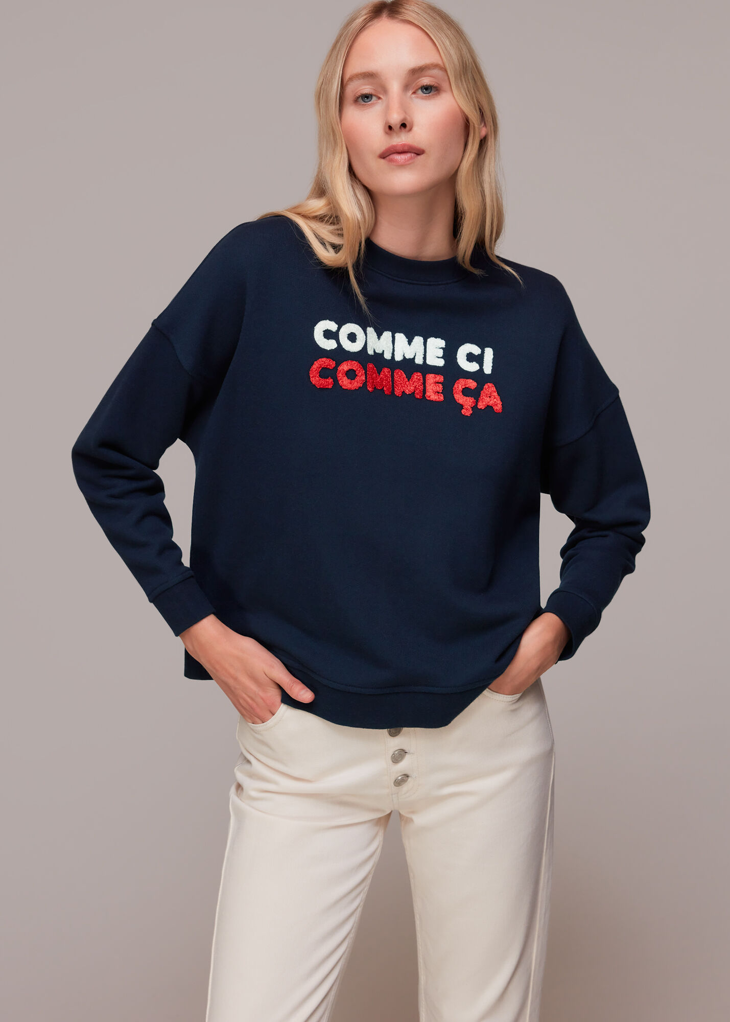 Navy Comme Ci Comme Ca Sweat | WHISTLES | Whistles US