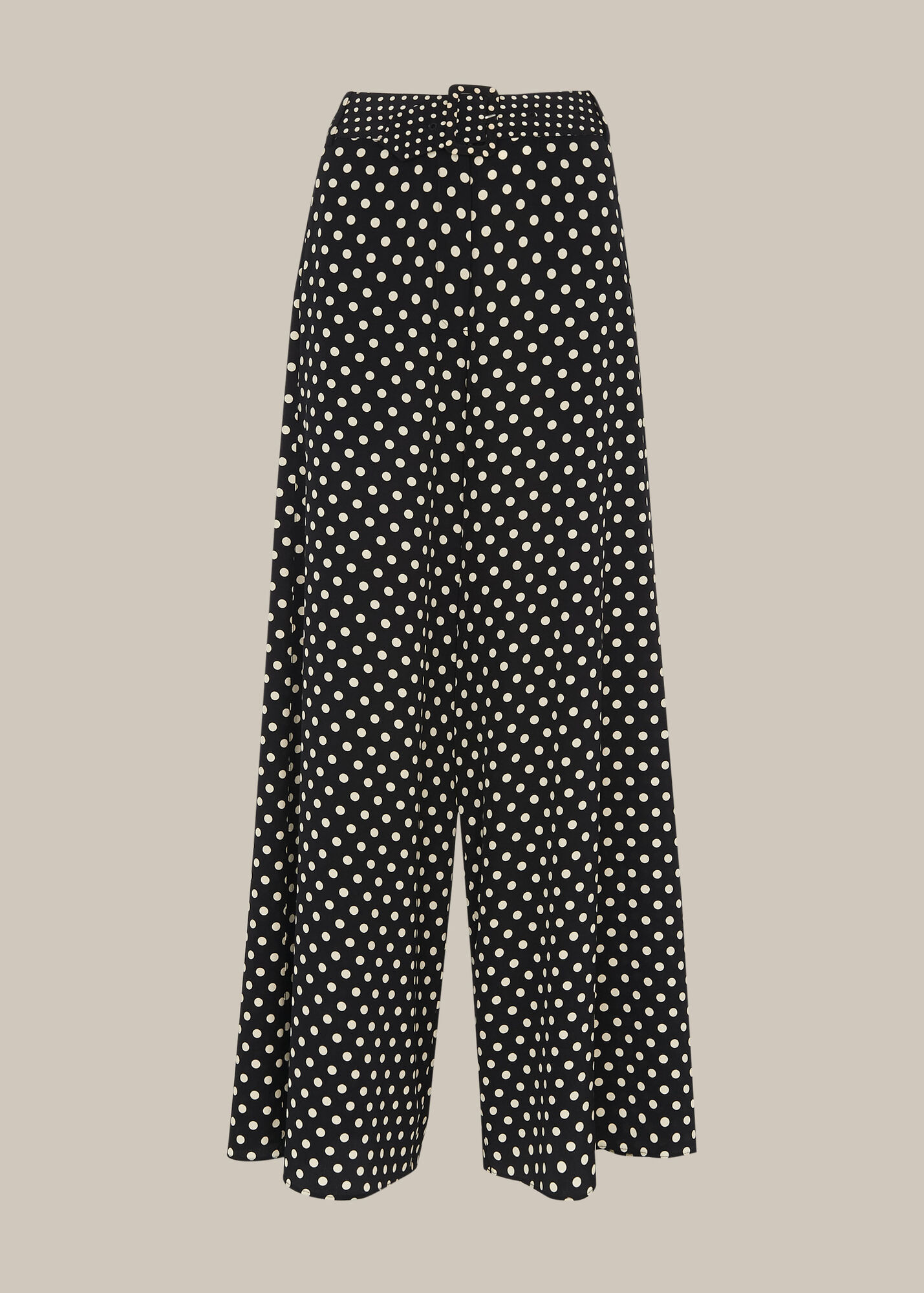 Black/White Spot Silk Palazzo Trouser | WHISTLES | Whistles UK