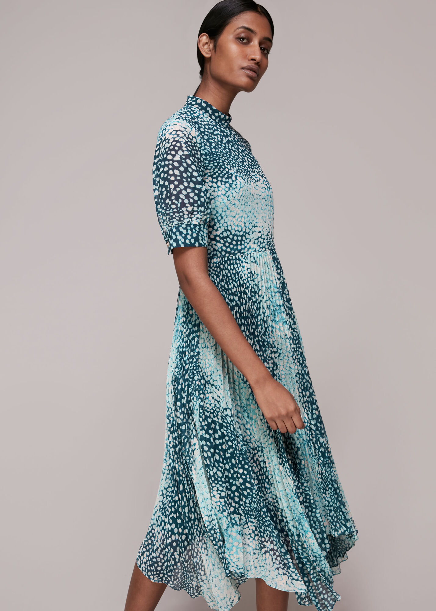 Blue/Multi Esme Dalmation Print Dress | WHISTLES | Whistles UK