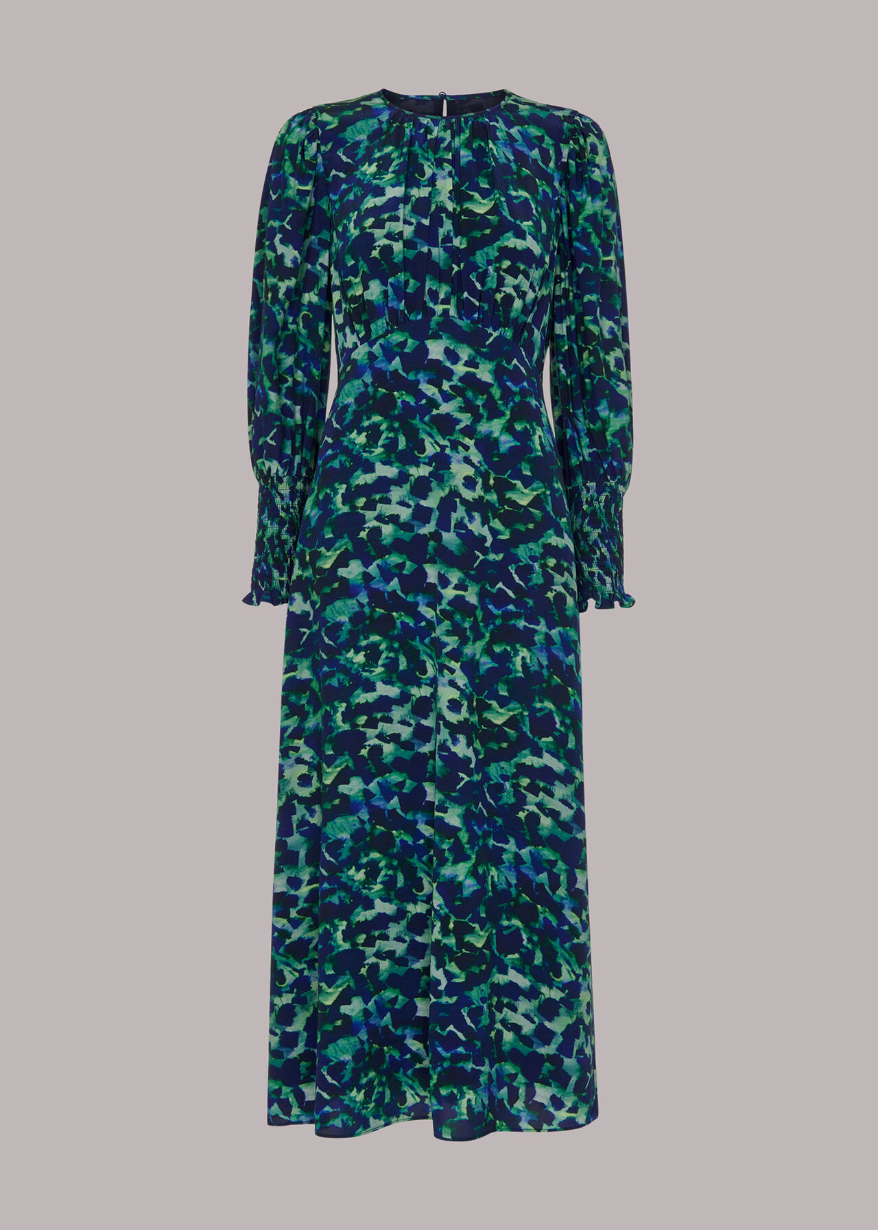 Green/Multi Ink Cheetah Print Midi Dress | WHISTLES | Whistles UK