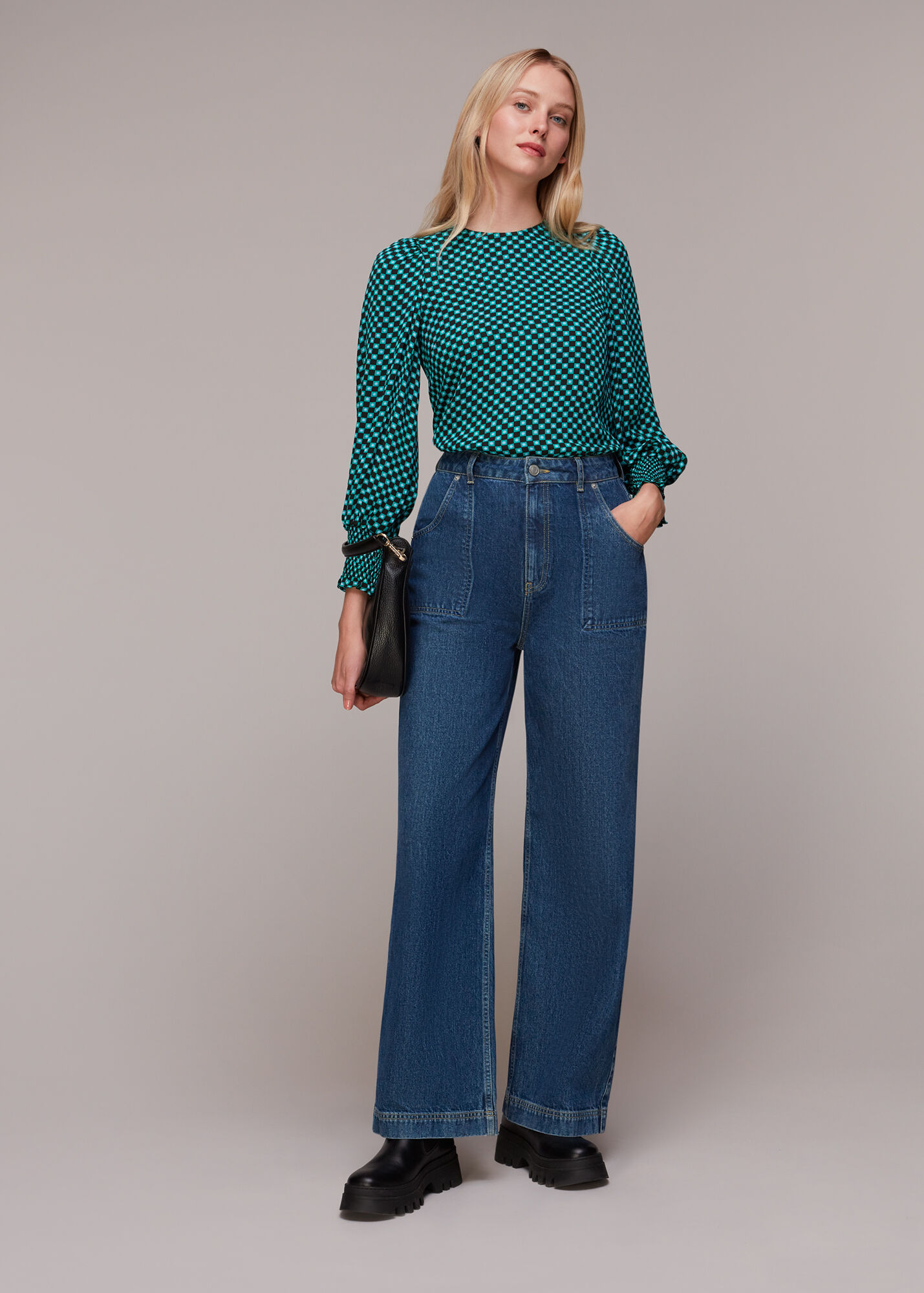 Multicolour Star Check Tessa Top | WHISTLES | Whistles UK