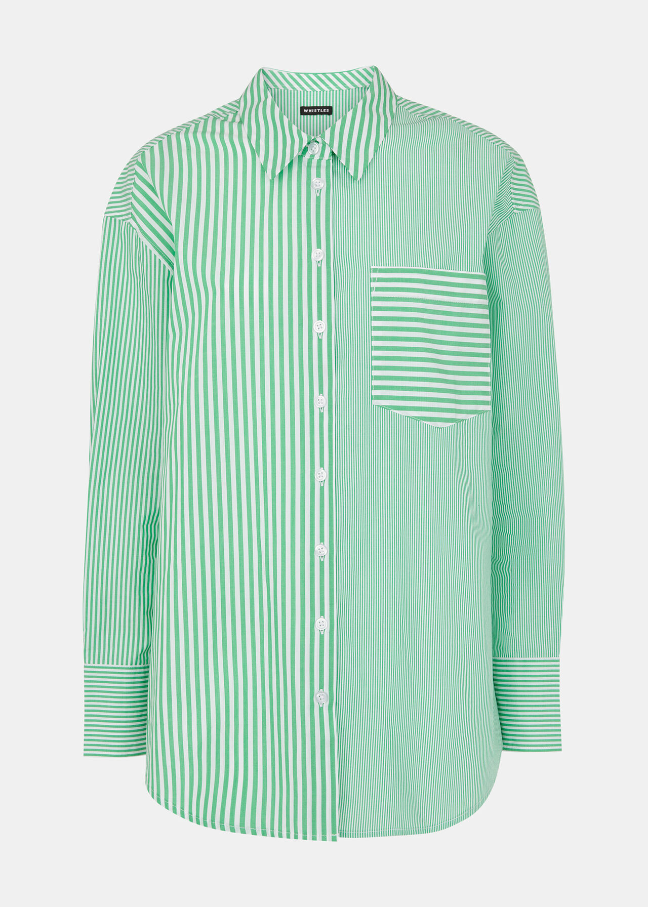Green/Multi Millie Stripe Oversized Shirt | WHISTLES