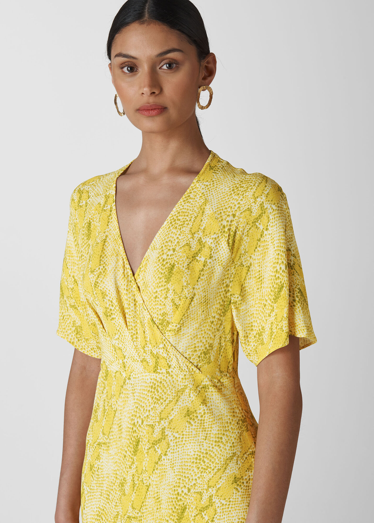 Yellow/Multi Python Print Midi Dress | WHISTLES