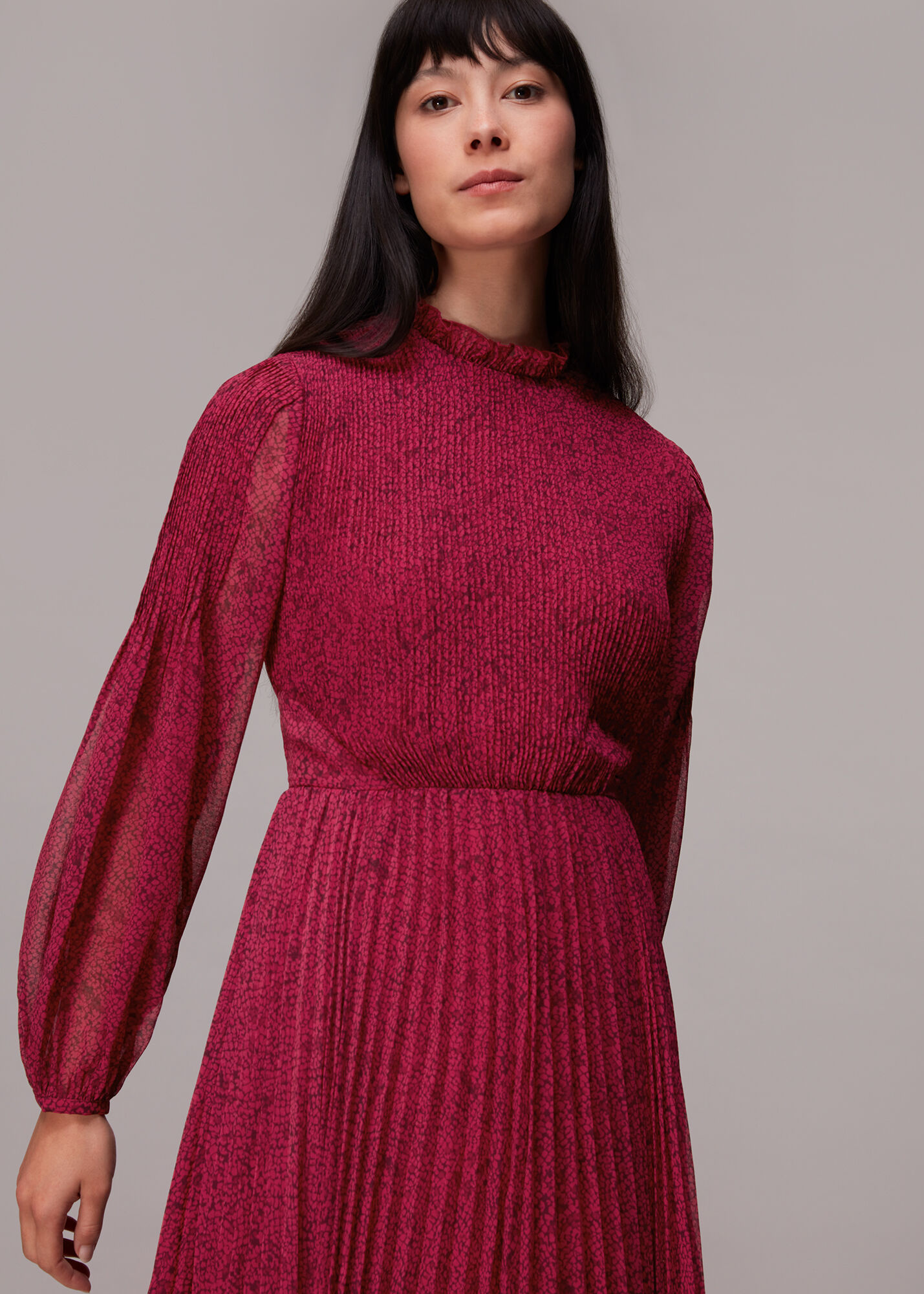 Pink/Multi Abstract Snake Plisse Dress | WHISTLES | Whistles UK