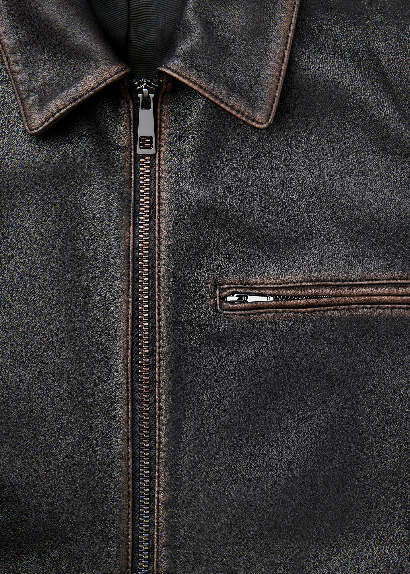 Brown Kate Burnished Leather Jacket | WHISTLES | Whistles US