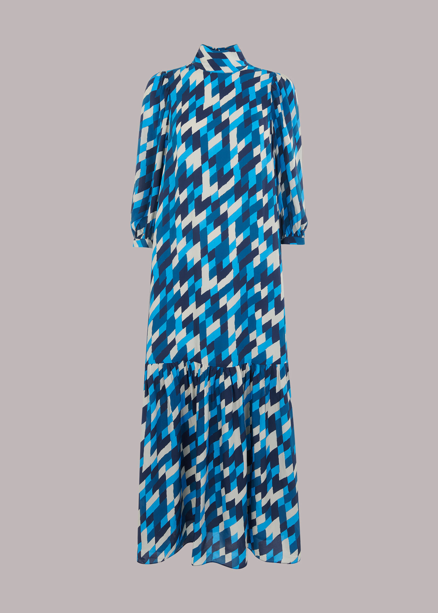 Blue/Multi Diagonal Diamond Dress | WHISTLES | Whistles UK