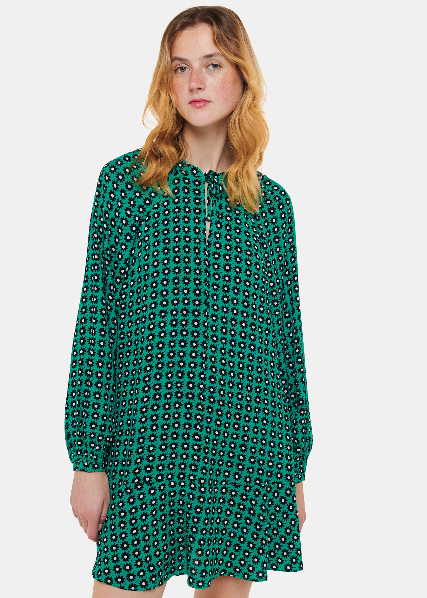Green/Multi Floral Dot Flippy Dress | WHISTLES | Whistles UK