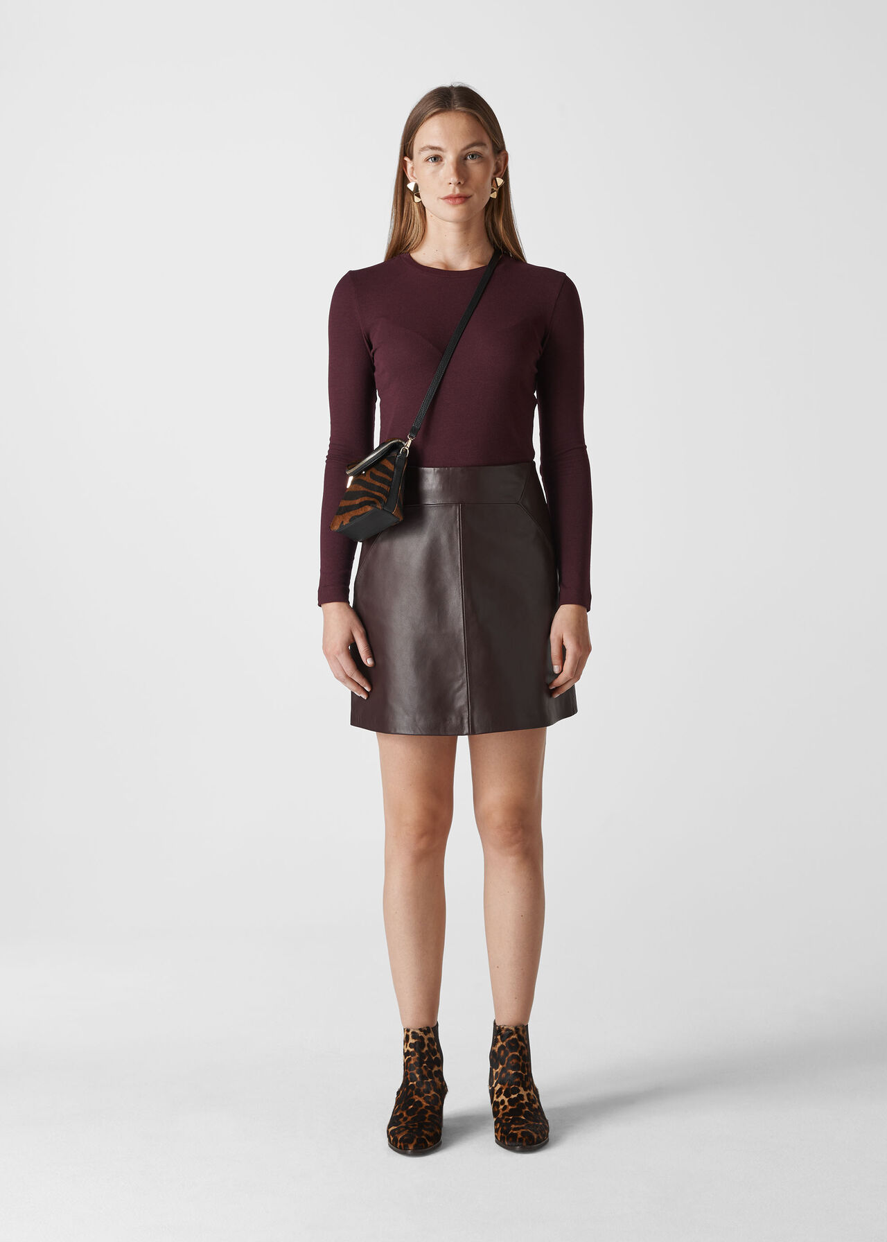 Burgundy Essential Crew Neck Top | WHISTLES