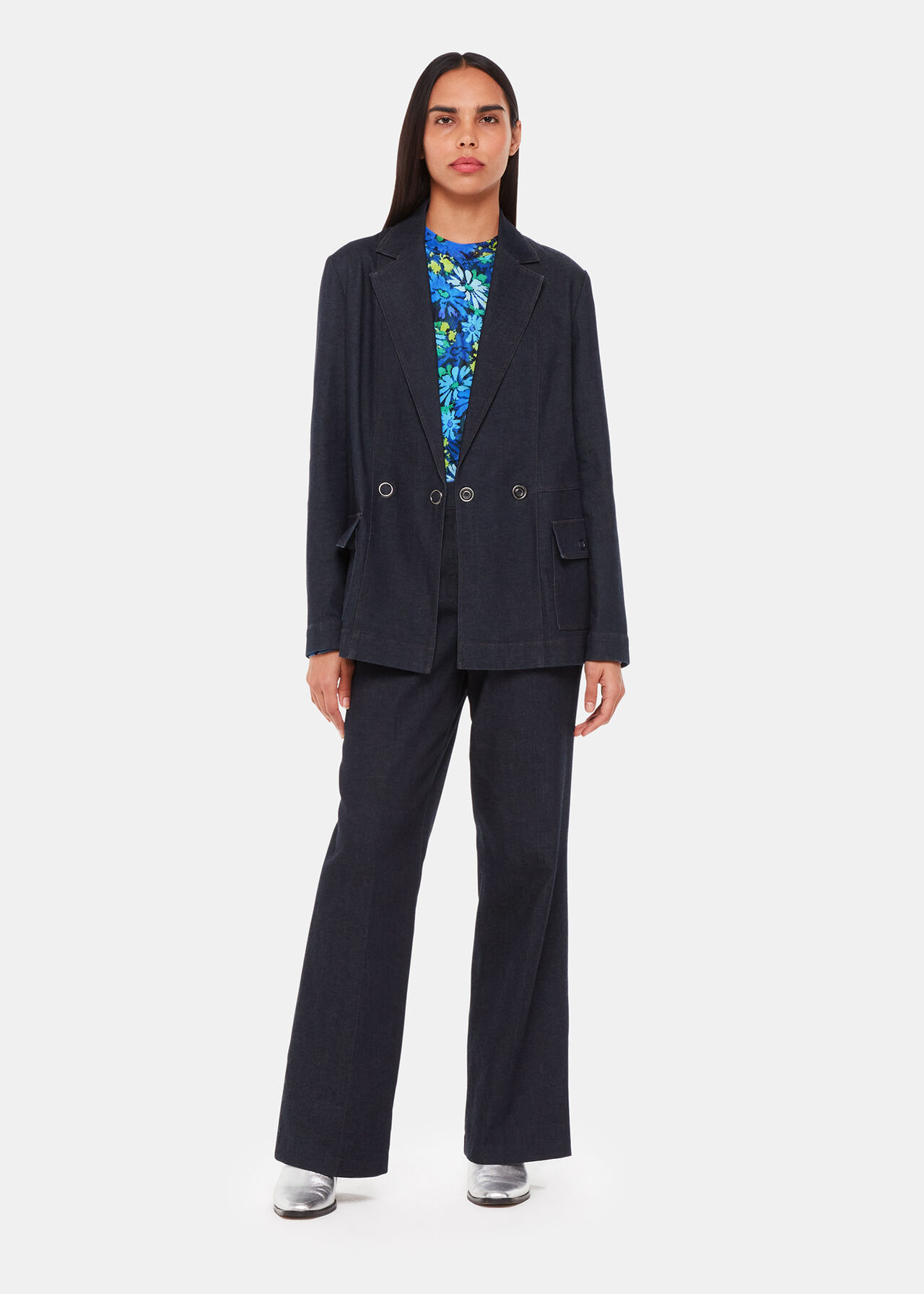 Multicolour Retro Floral Mesh Top | WHISTLES | Whistles UK