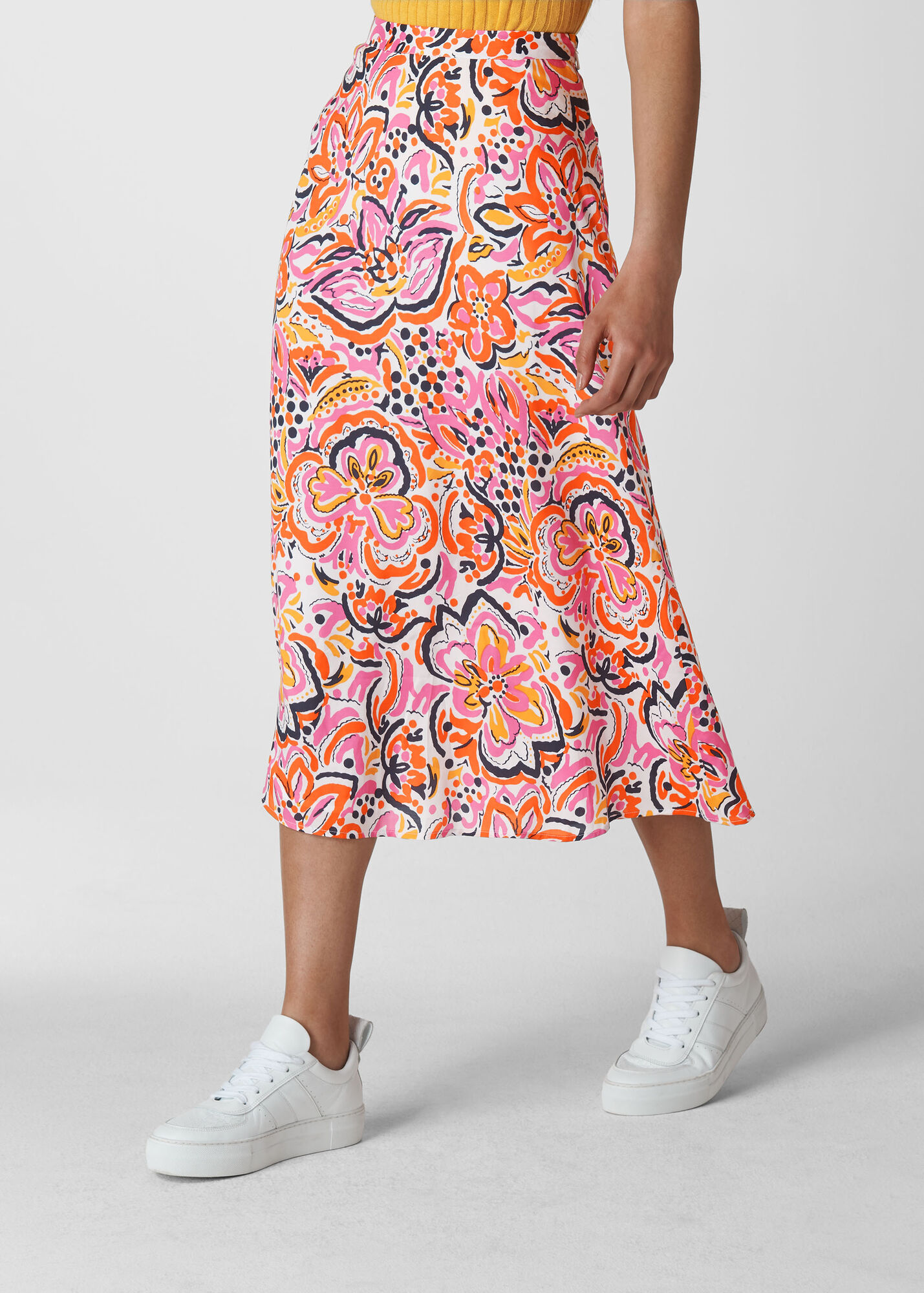 Multicolour Art Floral Print Skirt | WHISTLES | Whistles UK