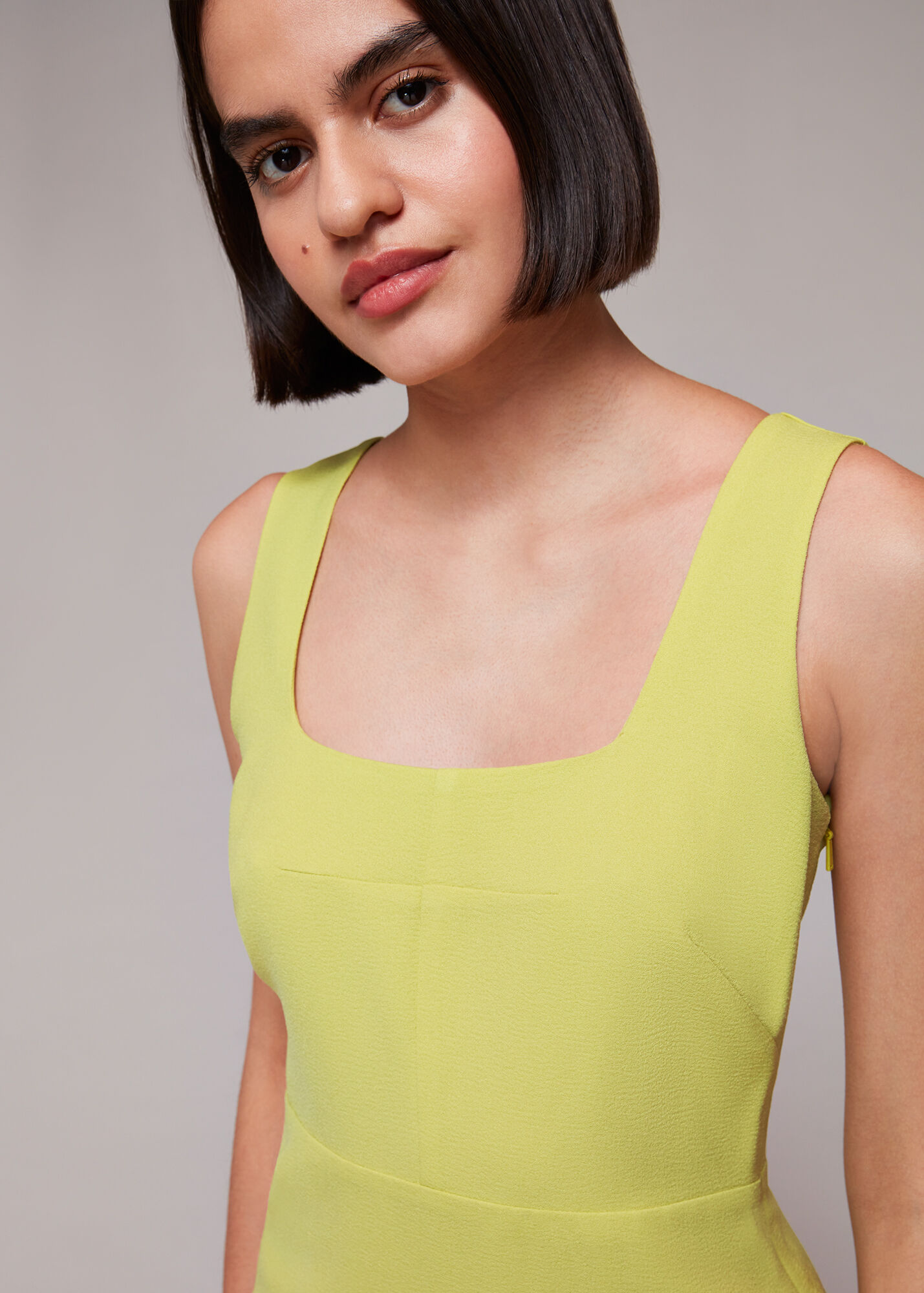 Lime Elenor Square Neck Midi Dress Whistles Whistles Uk
