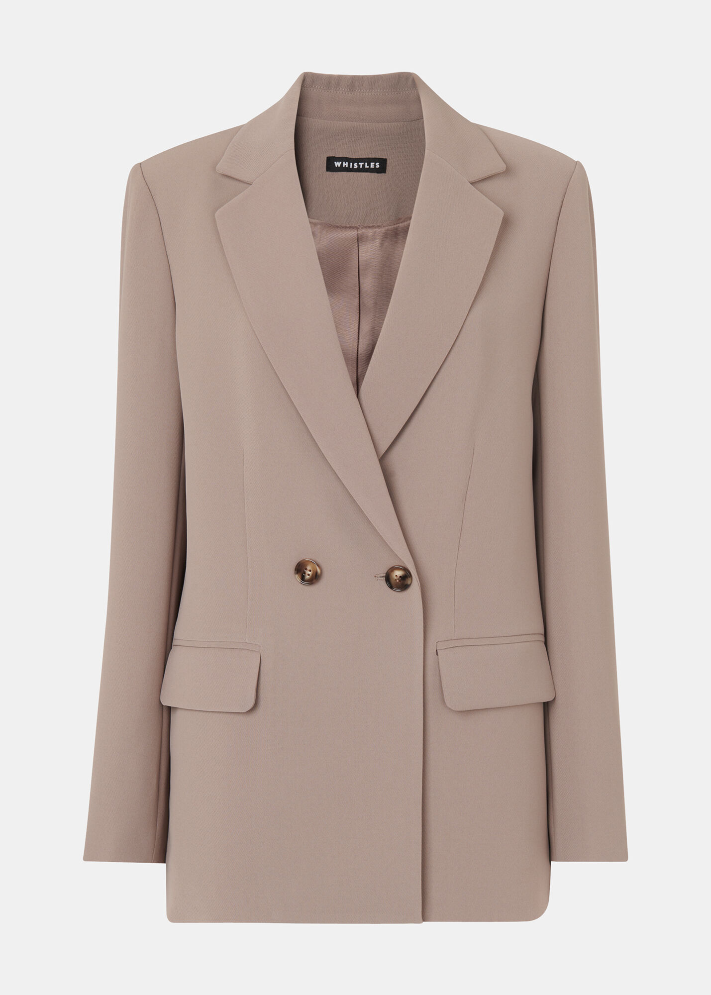 Double-Breasted Blazer in Neutral Taupe | Relaxed Fit | Whistles